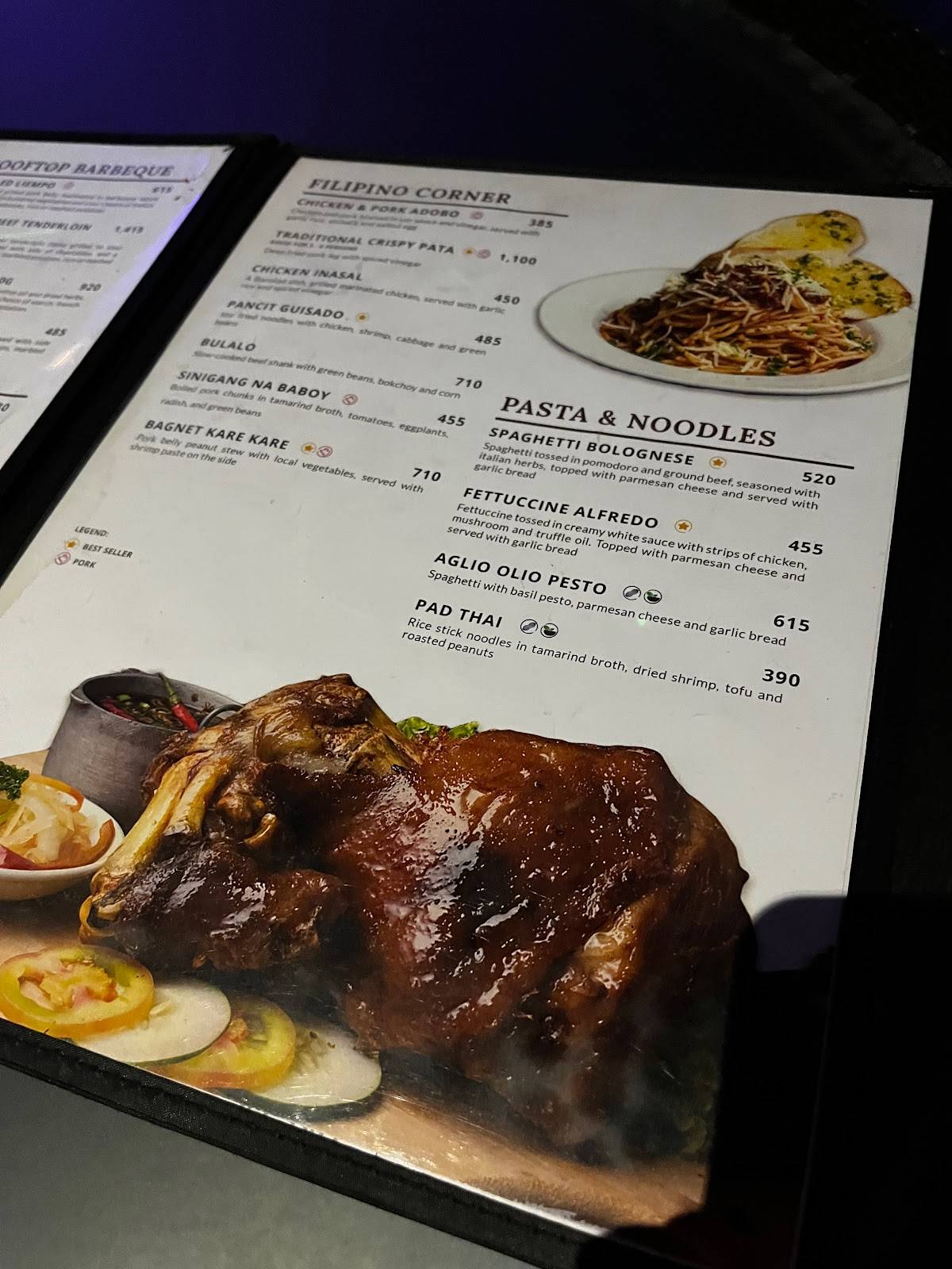 Menu at Firefly Roofdeck Restaurant, Makati, Makati