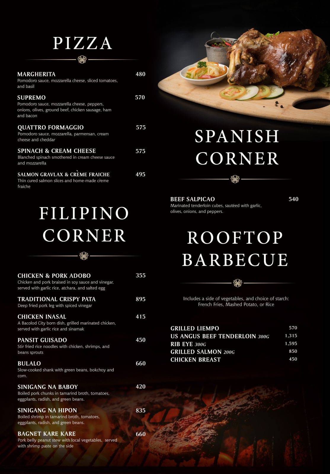 Menu at Firefly Roofdeck Restaurant, Makati, Makati
