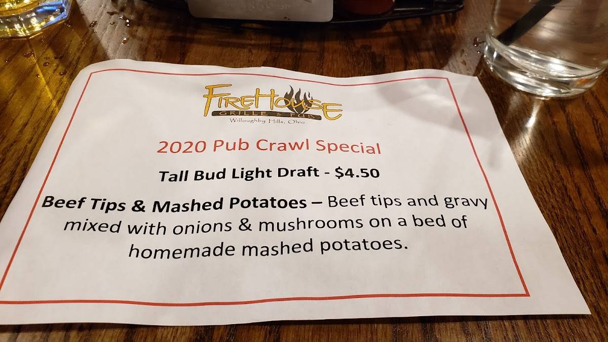 Menu at Firehouse Grille & Pub, Willoughby Hills