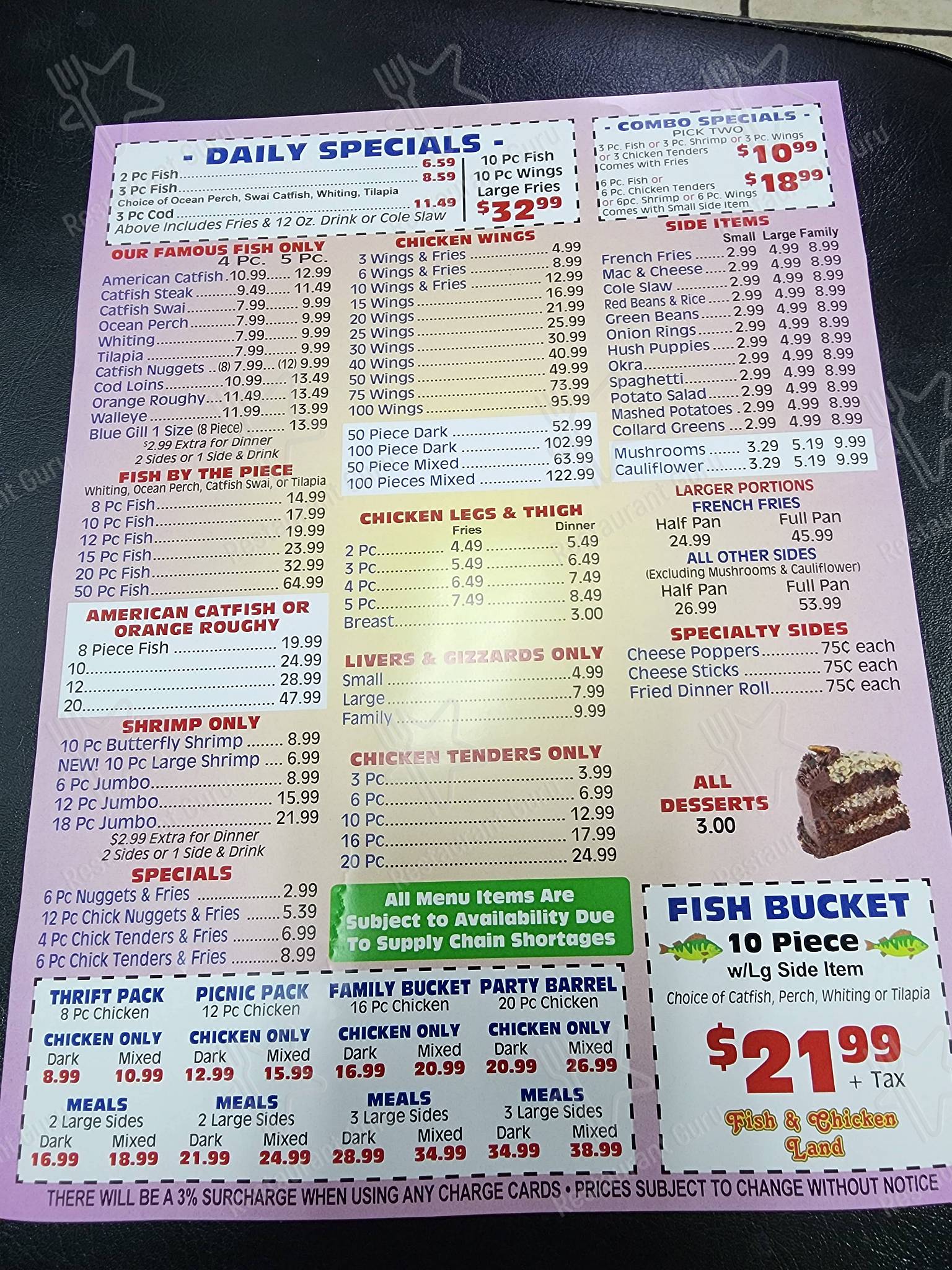 Menu at Fish & Chicken Land-Ballenger Hwy restaurant, Flint