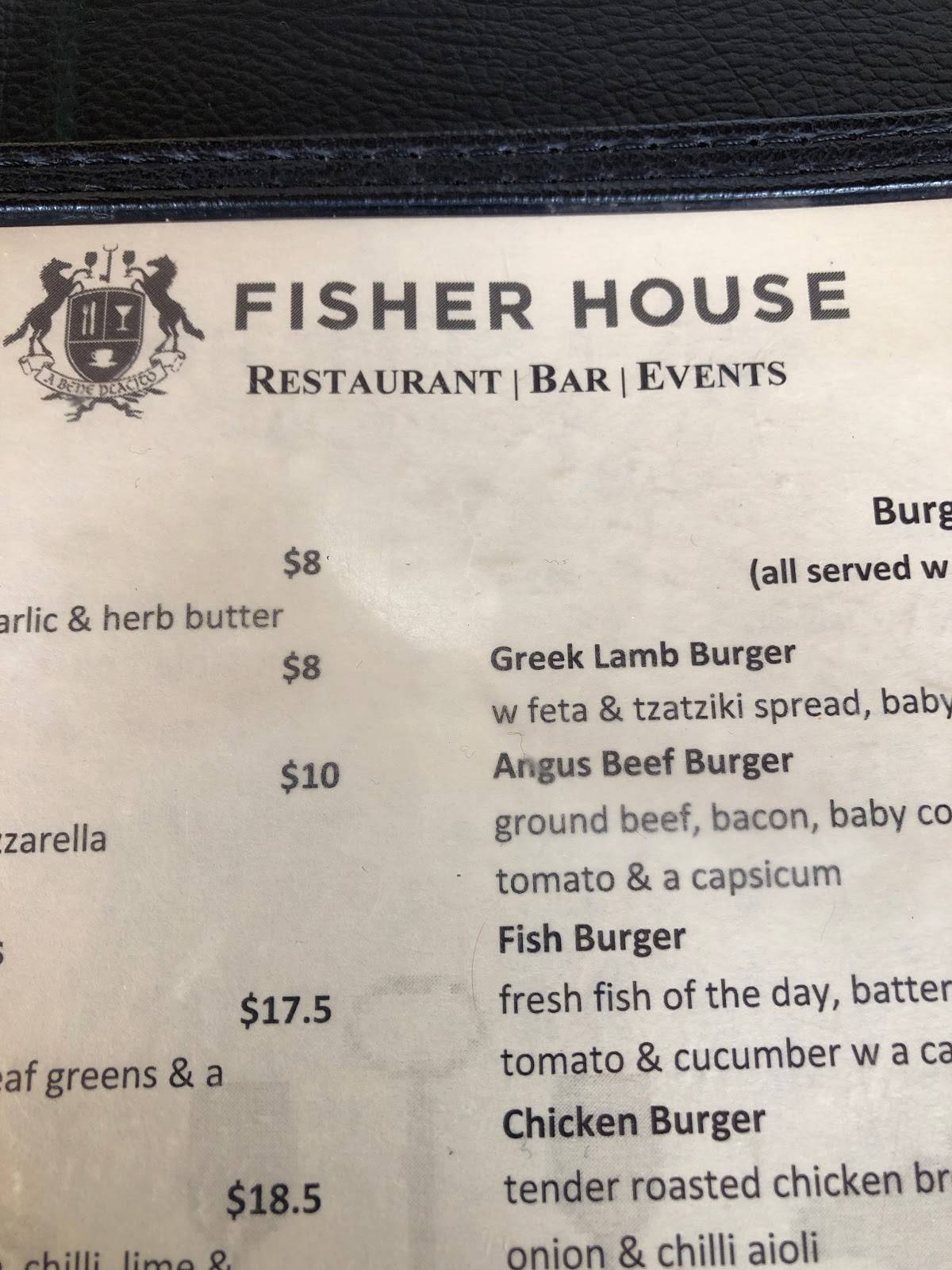Menu at Fisher House restaurant, Auckland