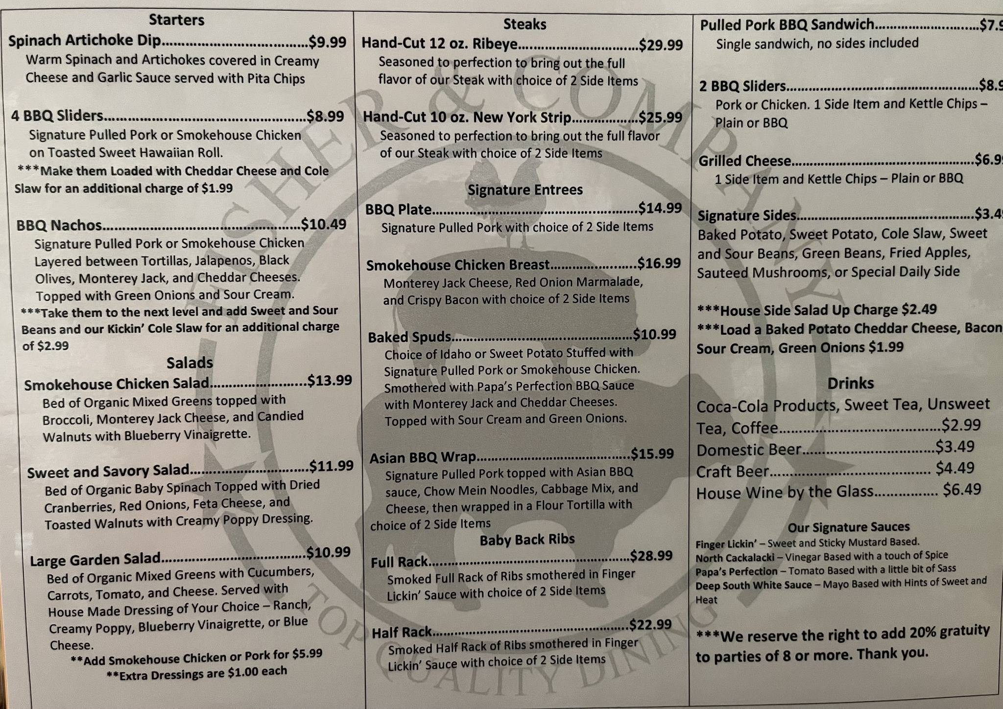 Menu at Fisher & Company BBQ, Tazewell, State Rte 693