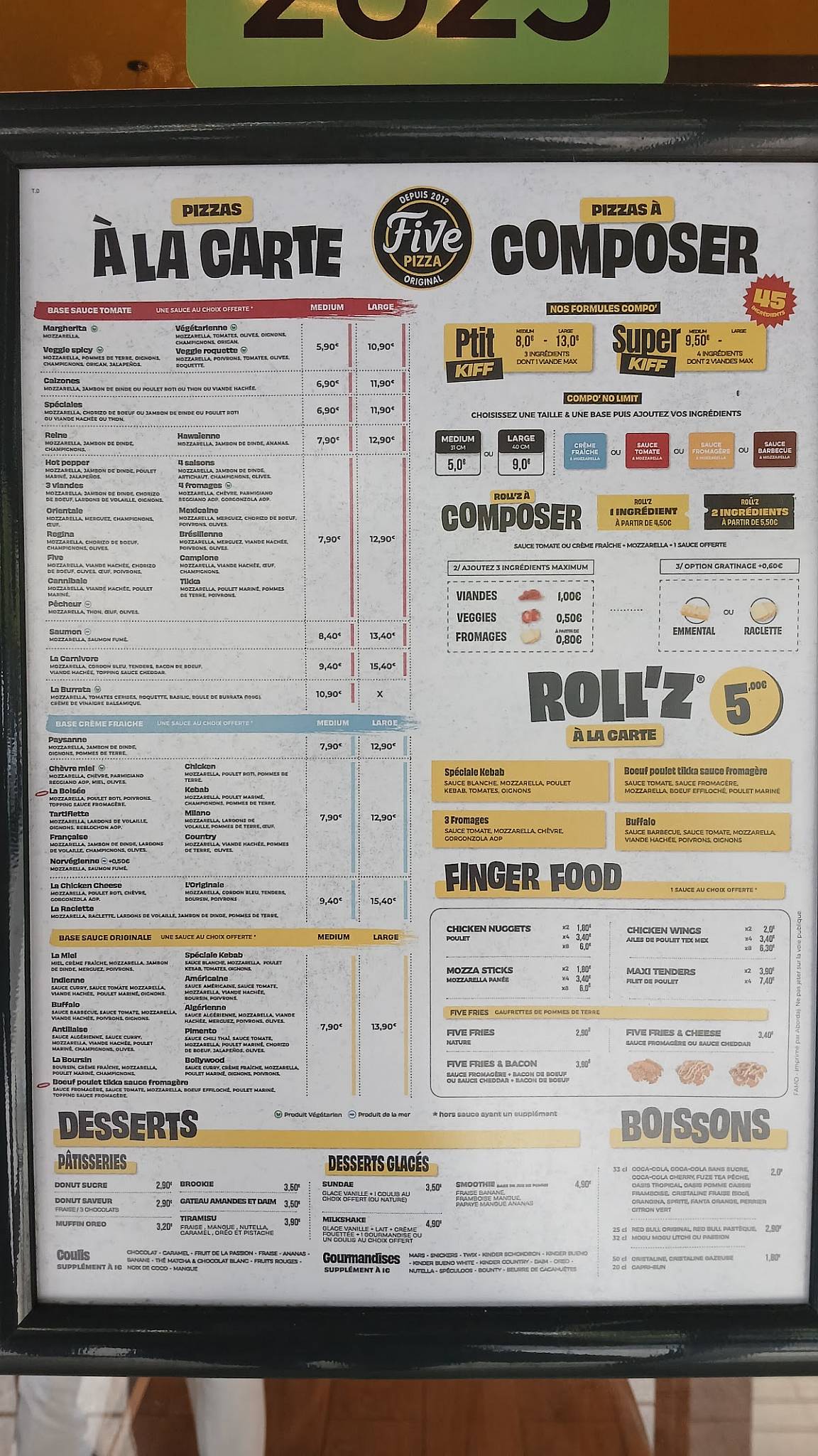 Menu au Five Pizza Original - Strasbourg restaurant, Strasbourg