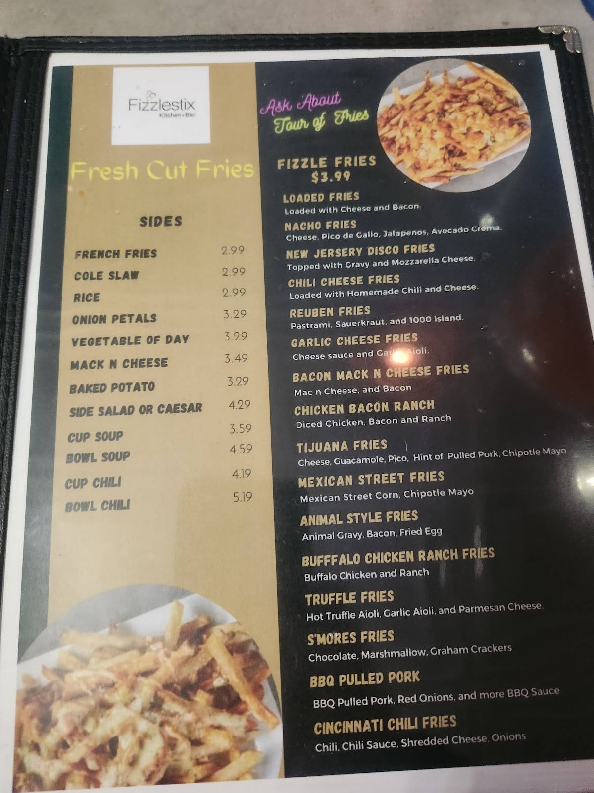 Menu at Fizzlestix restaurant, Massillon