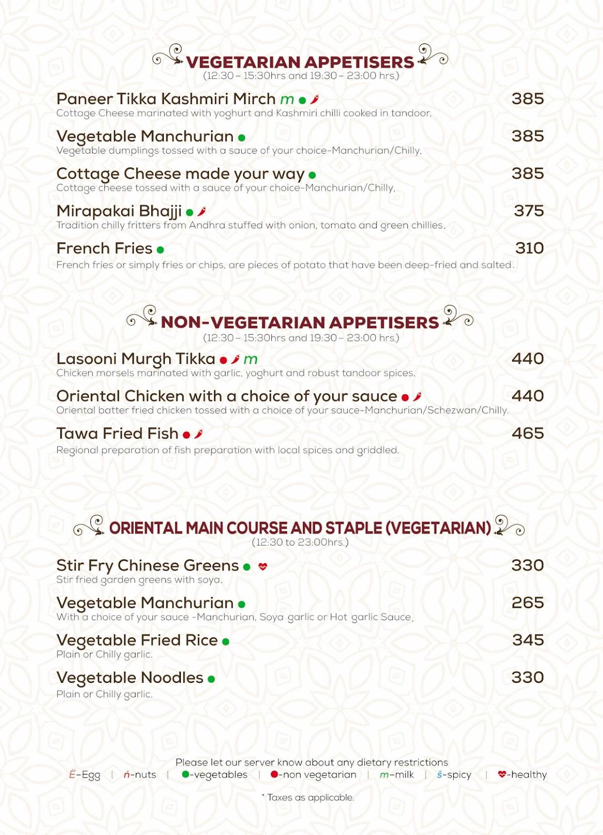 Menu at Flavours Restaurant by Manjeera sarovar premier, Rajahmundry