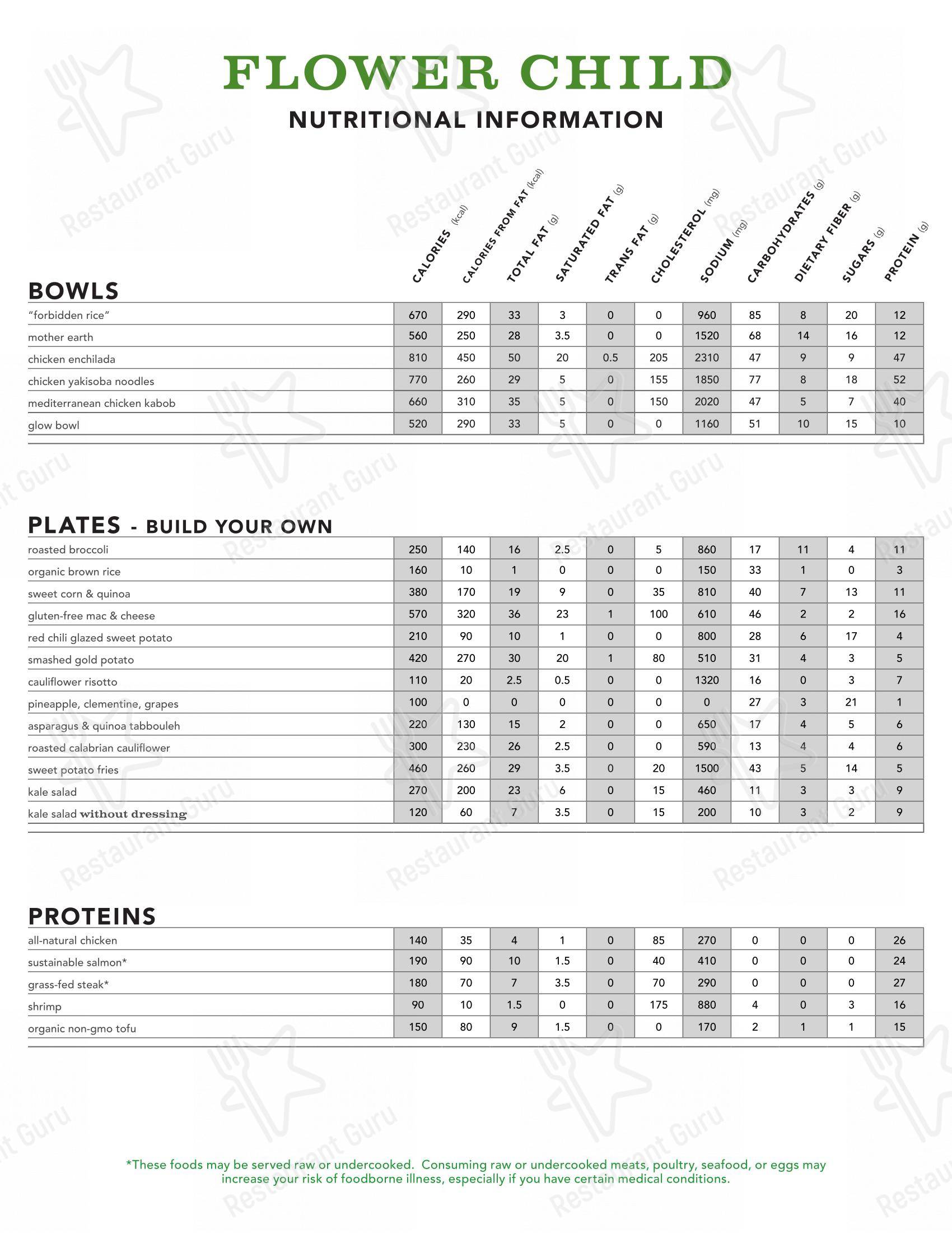 Menu at Flower Child restaurant, Phoenix, N 44th St