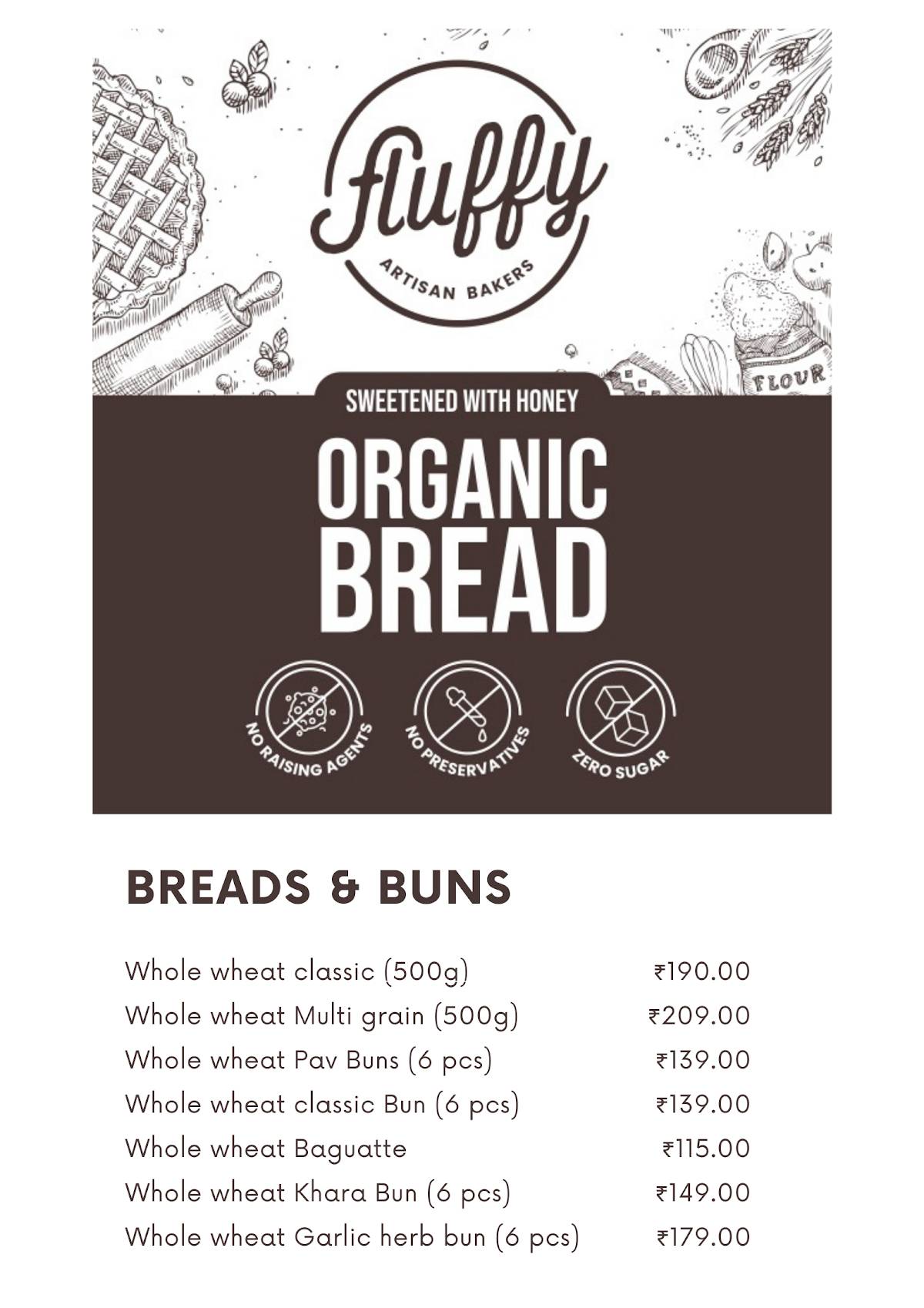 Menu at Fluffy, Bengaluru