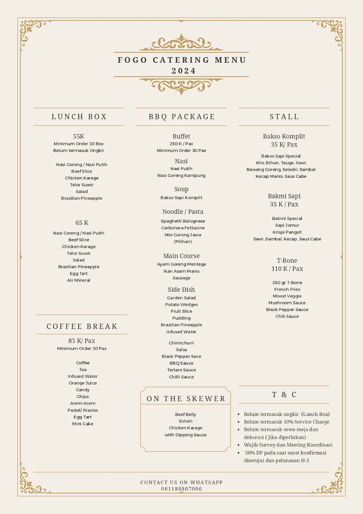 Menu at Fogo Brazilian BBQ - Intiland, Central Jakarta