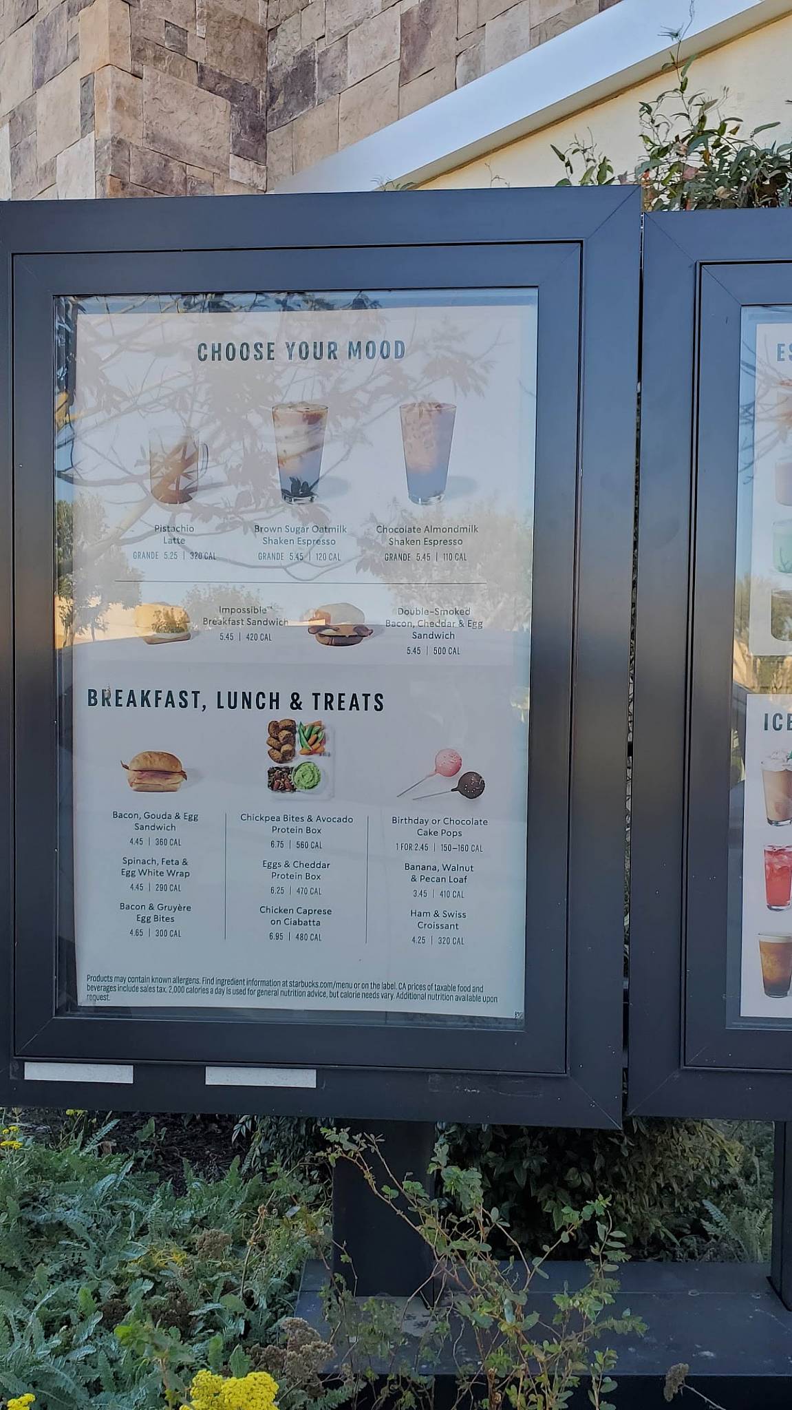 Menu at Starbucks cafe, Fontana, 17148 Slover Ave
