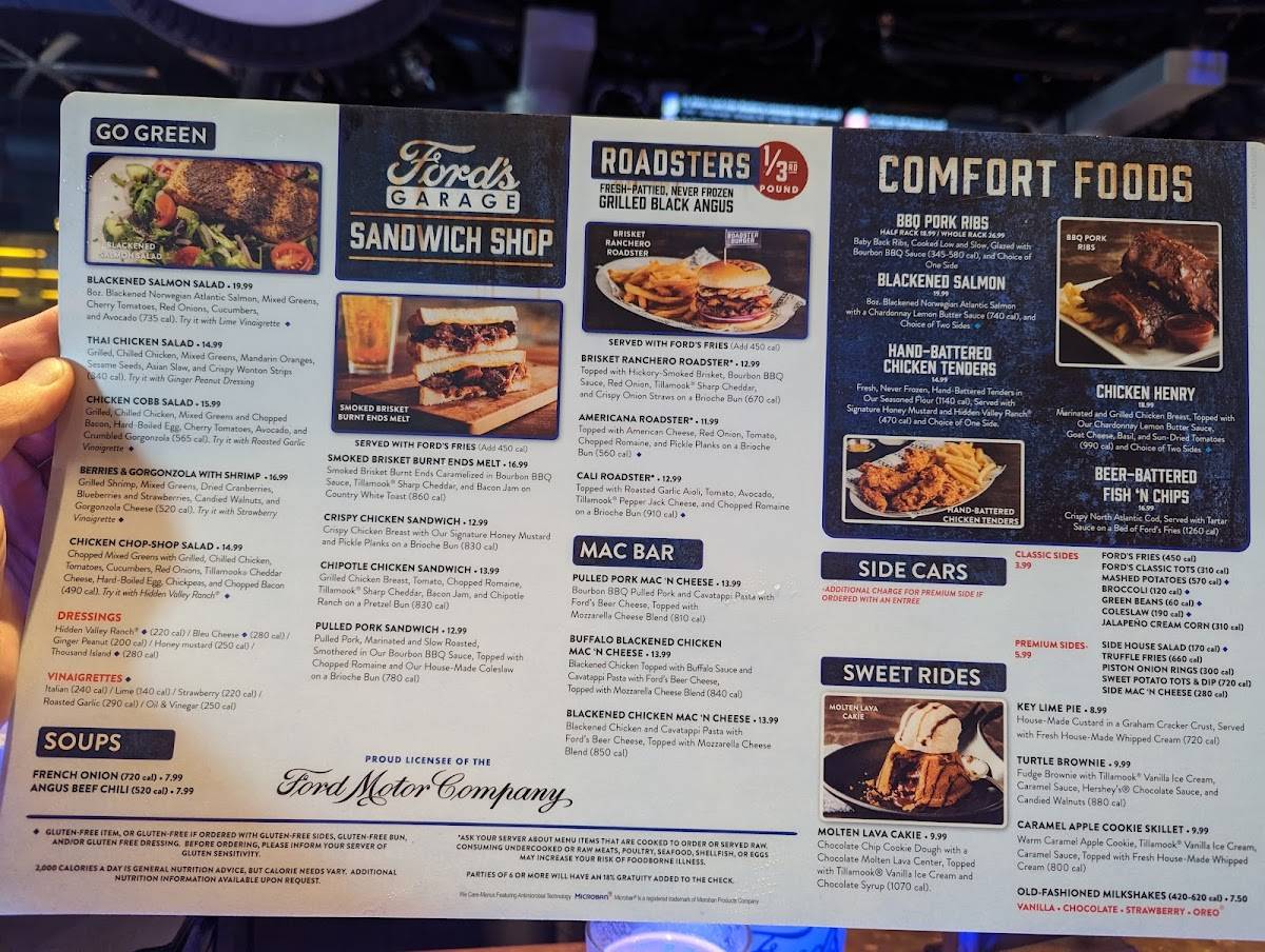 Menu at Ford's Garage Novi pub & bar, Novi