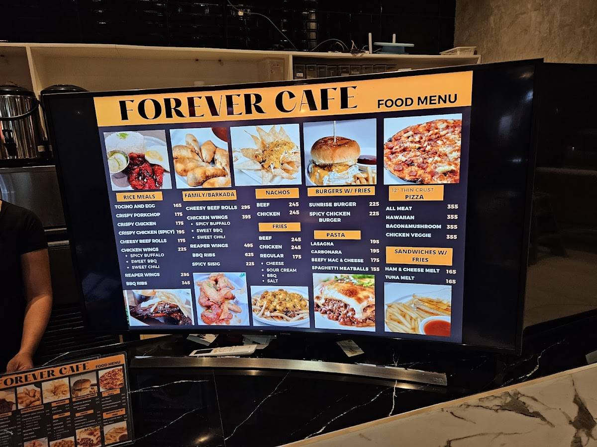 Menu at Forever Cafe, Ormoc