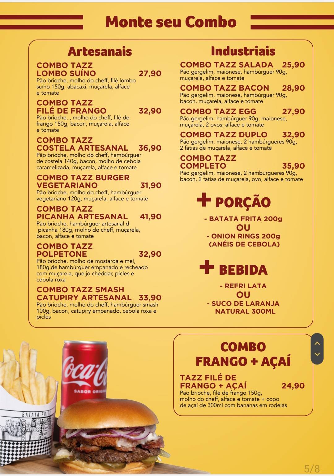 Carta del restaurante Tazz burger & açaí, Formosa