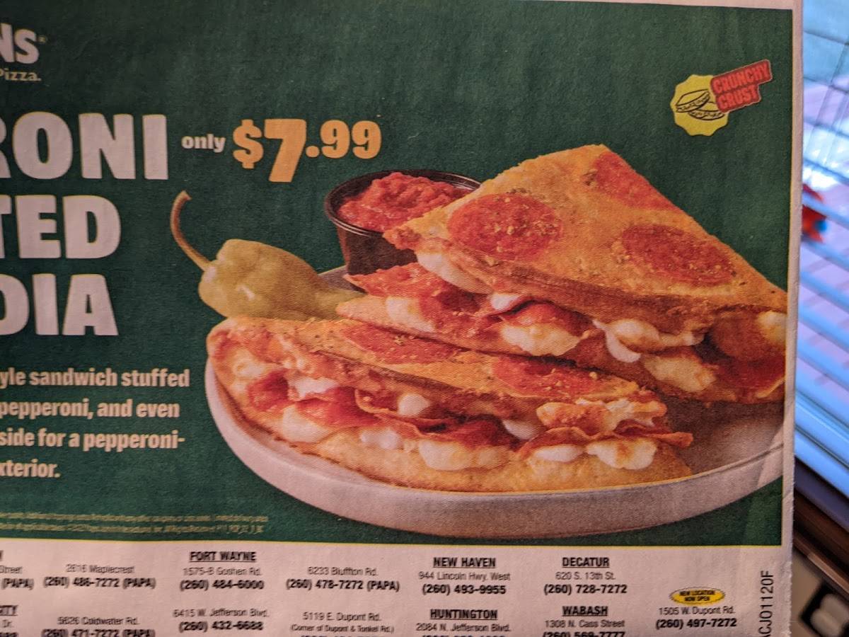 Menu at Papa Johns Pizza pizzeria, New Haven, 944 Lincoln Hwy W