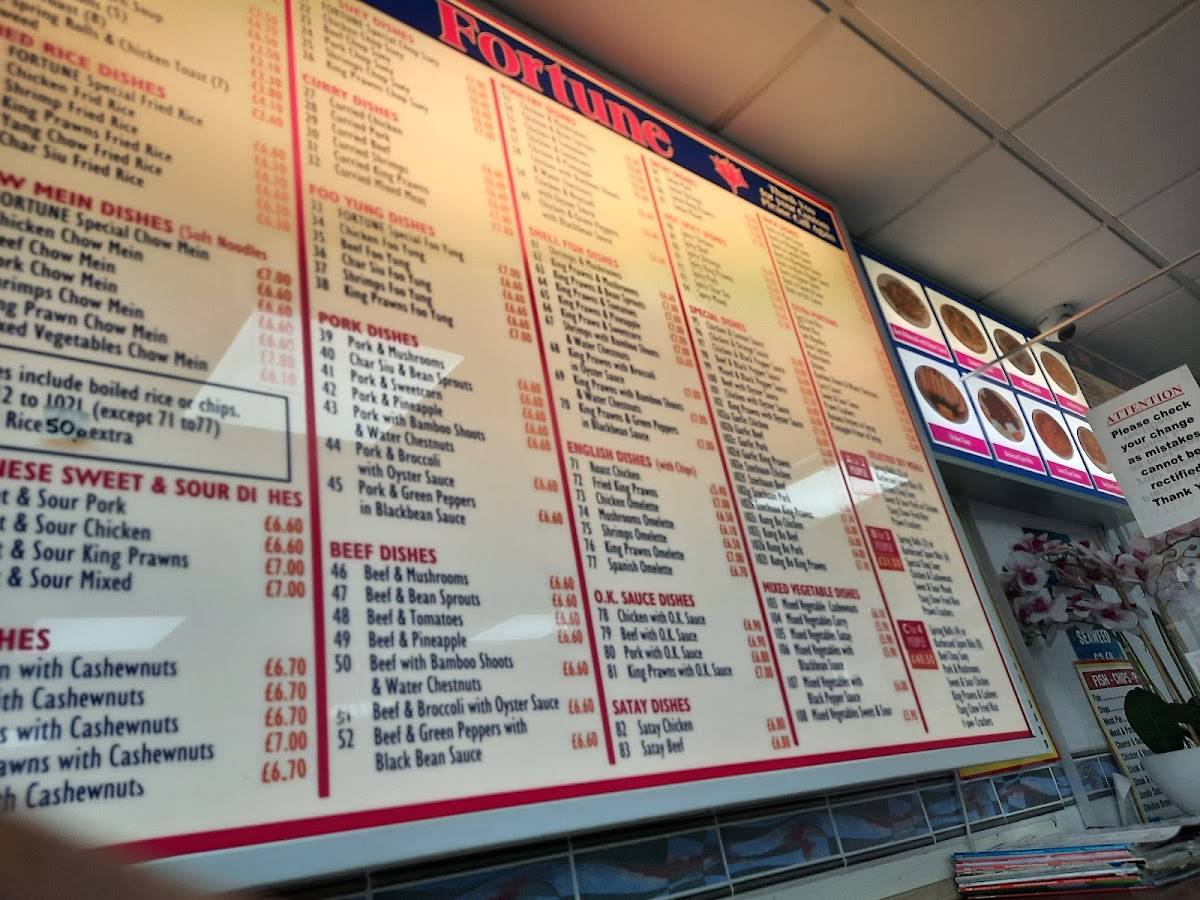 Menu at Fortune fast food, Stockport, 135 Lisburne Ln