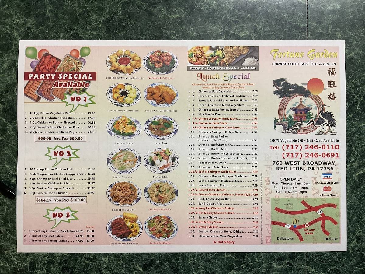 Menu at Fortune Garden restaurant, Red Lion