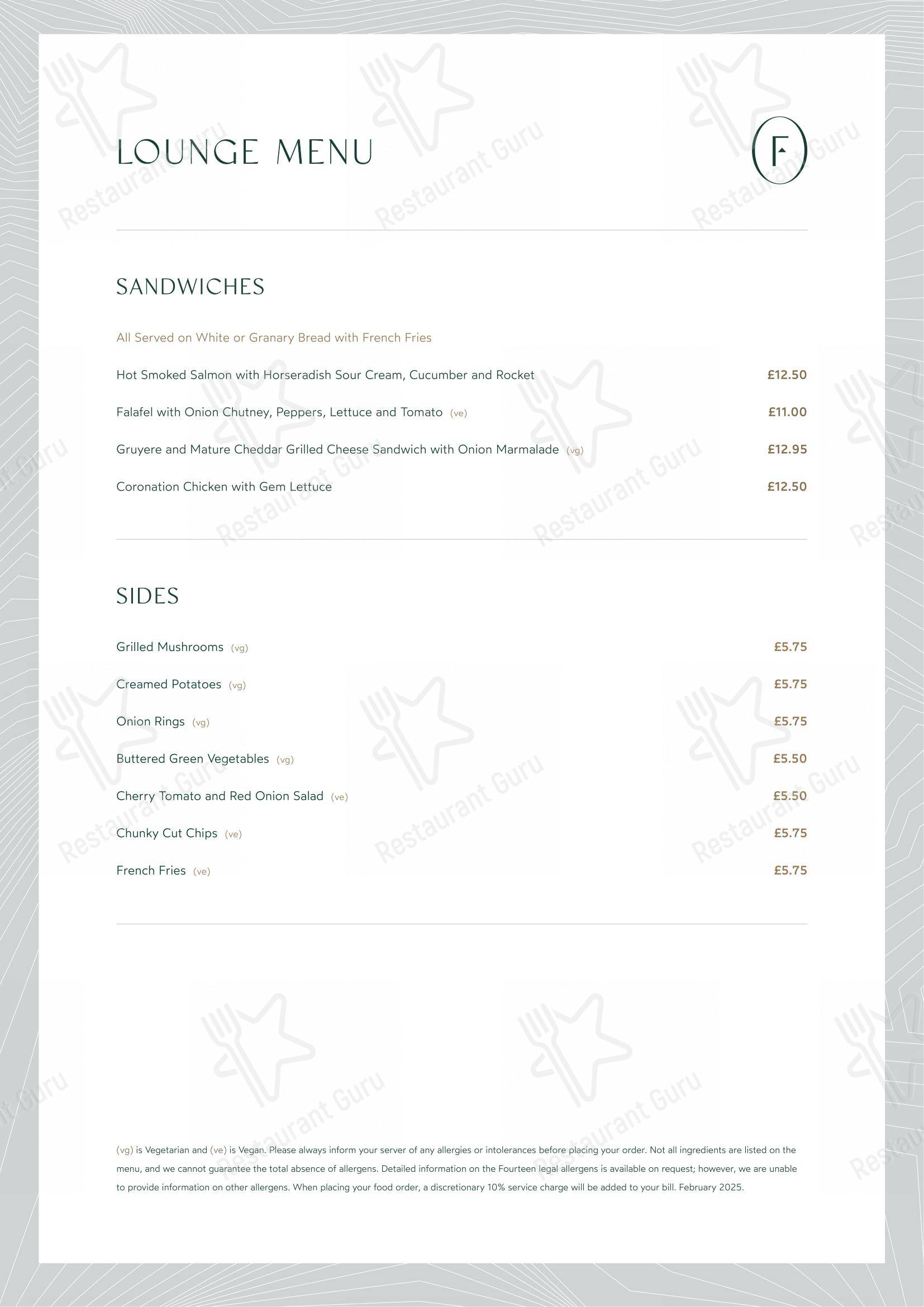 Menu at Fourteen Sky Bar & Restaurant, Milton Keynes
