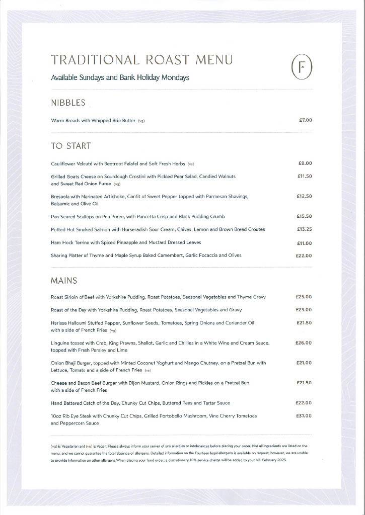 Menu at Fourteen Sky Bar & Restaurant, Milton Keynes