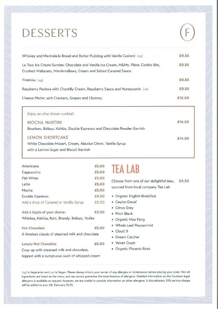 Menu at Fourteen Sky Bar & Restaurant, Milton Keynes