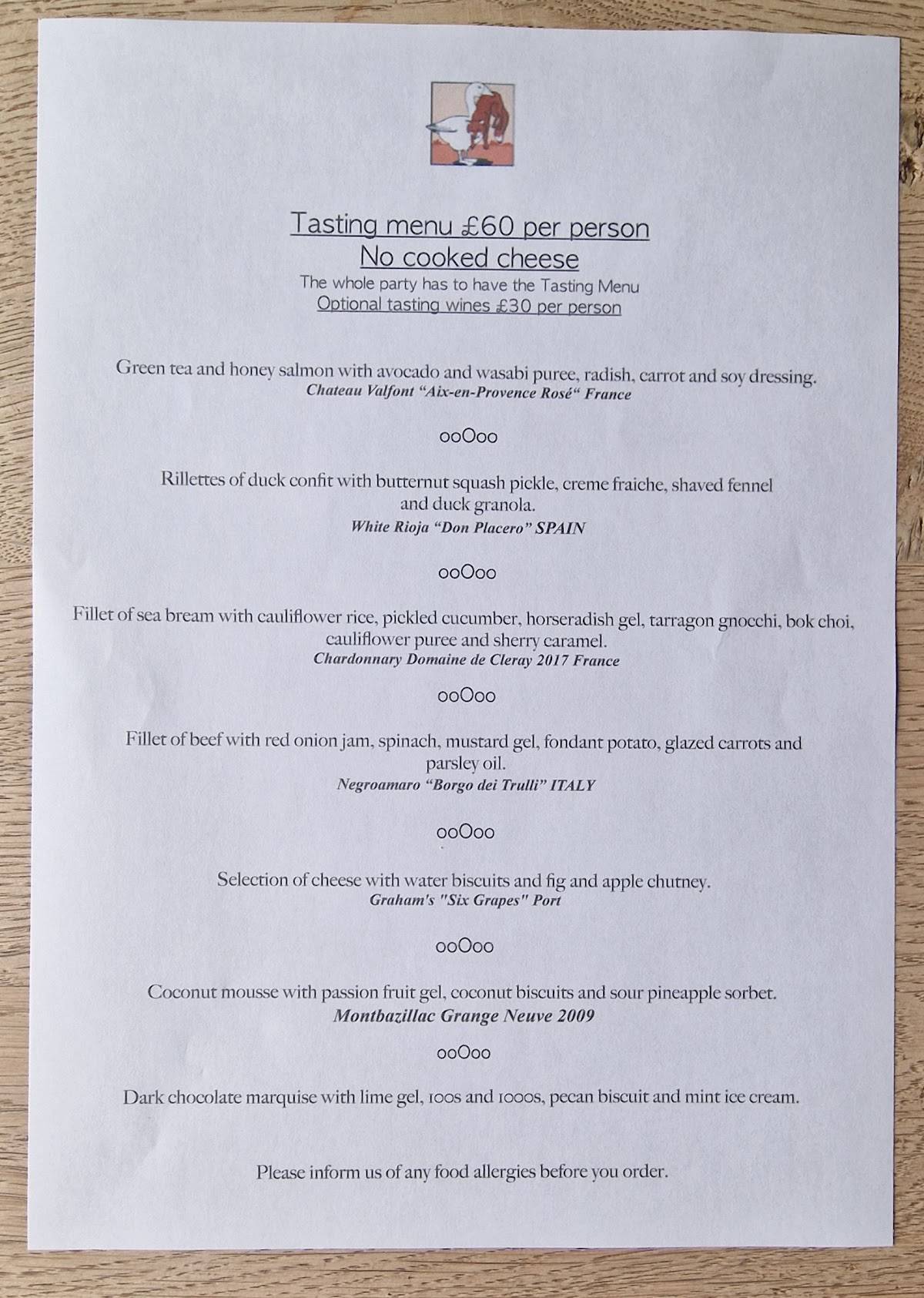 Menu at Fox and Goose Fressingfield pub & bar, Fressingfield, Church St
