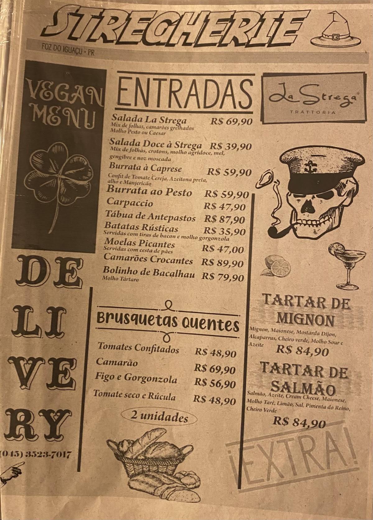Carta del pub y bar La Strega, Foz do Iguaçu, Av. das Cataratas