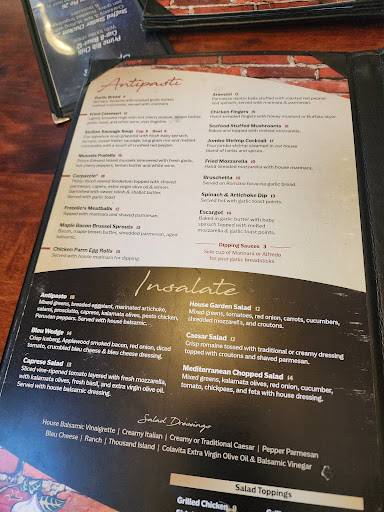 Menu at Fratello's Italian Grille pub & bar, Manchester