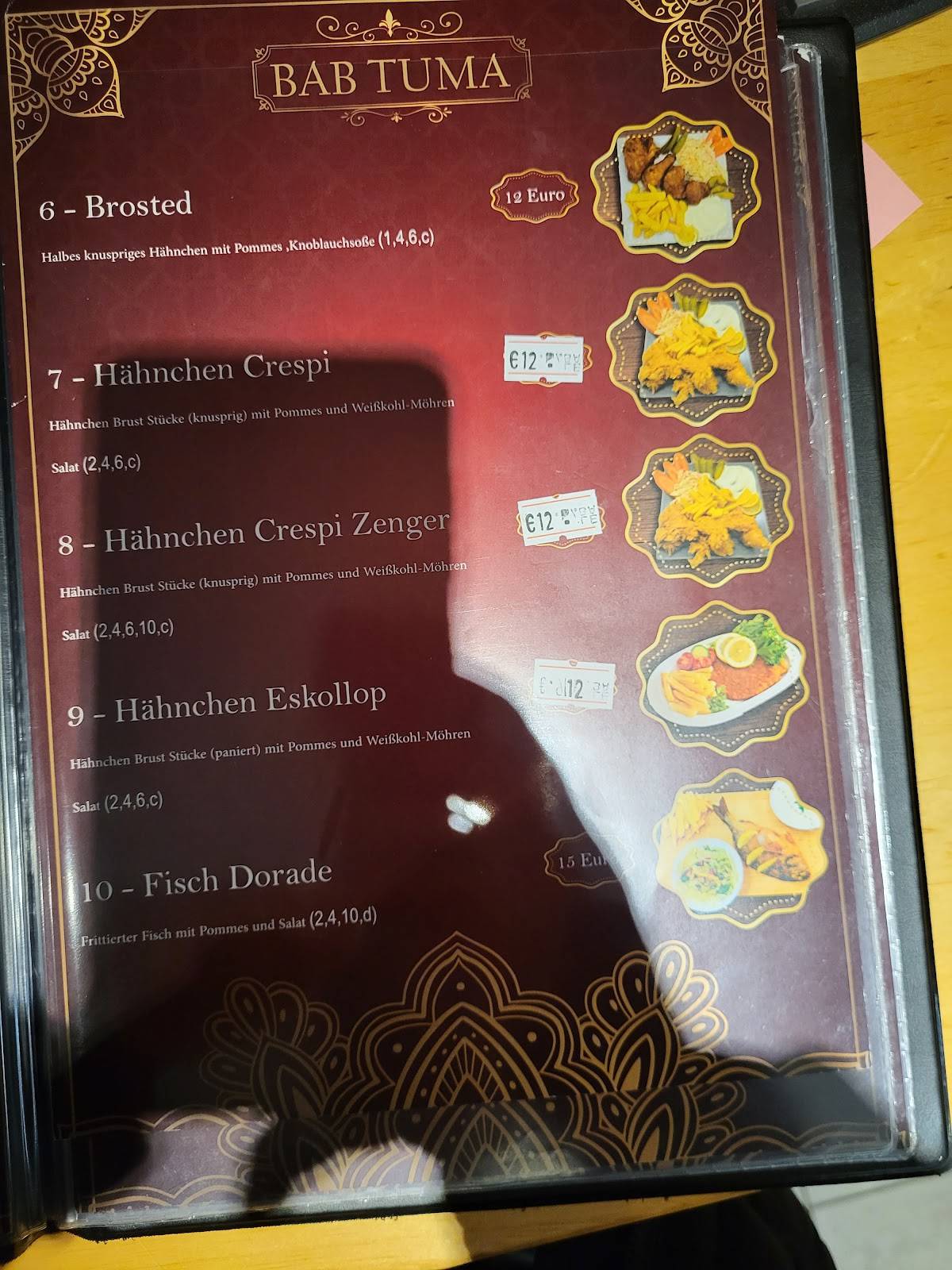Speisekarte von Bab Tuma ( مطعم باب توما ) restaurant, FREIBURG IM BREISGAU