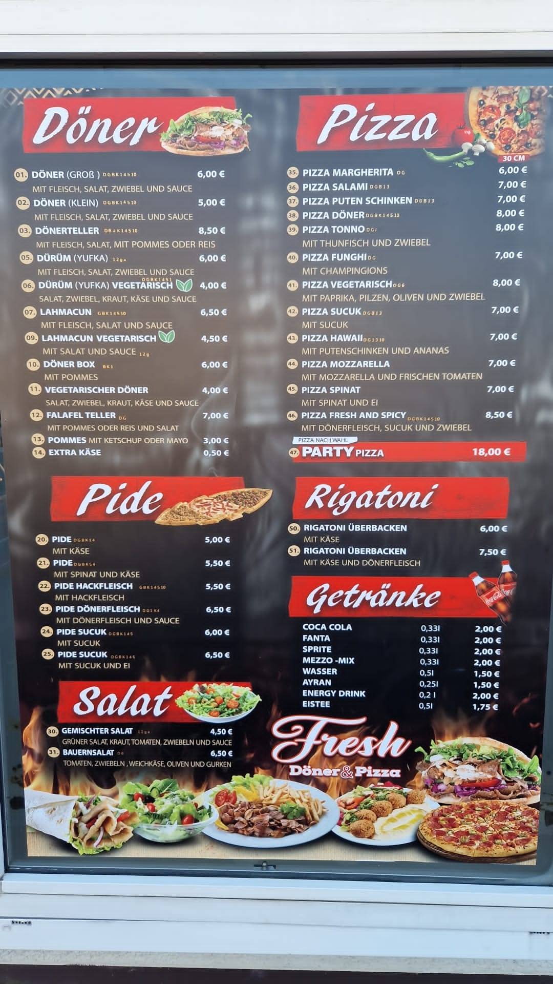 Speisekarte von Fresh Döner & Pizza, Saarbrücken