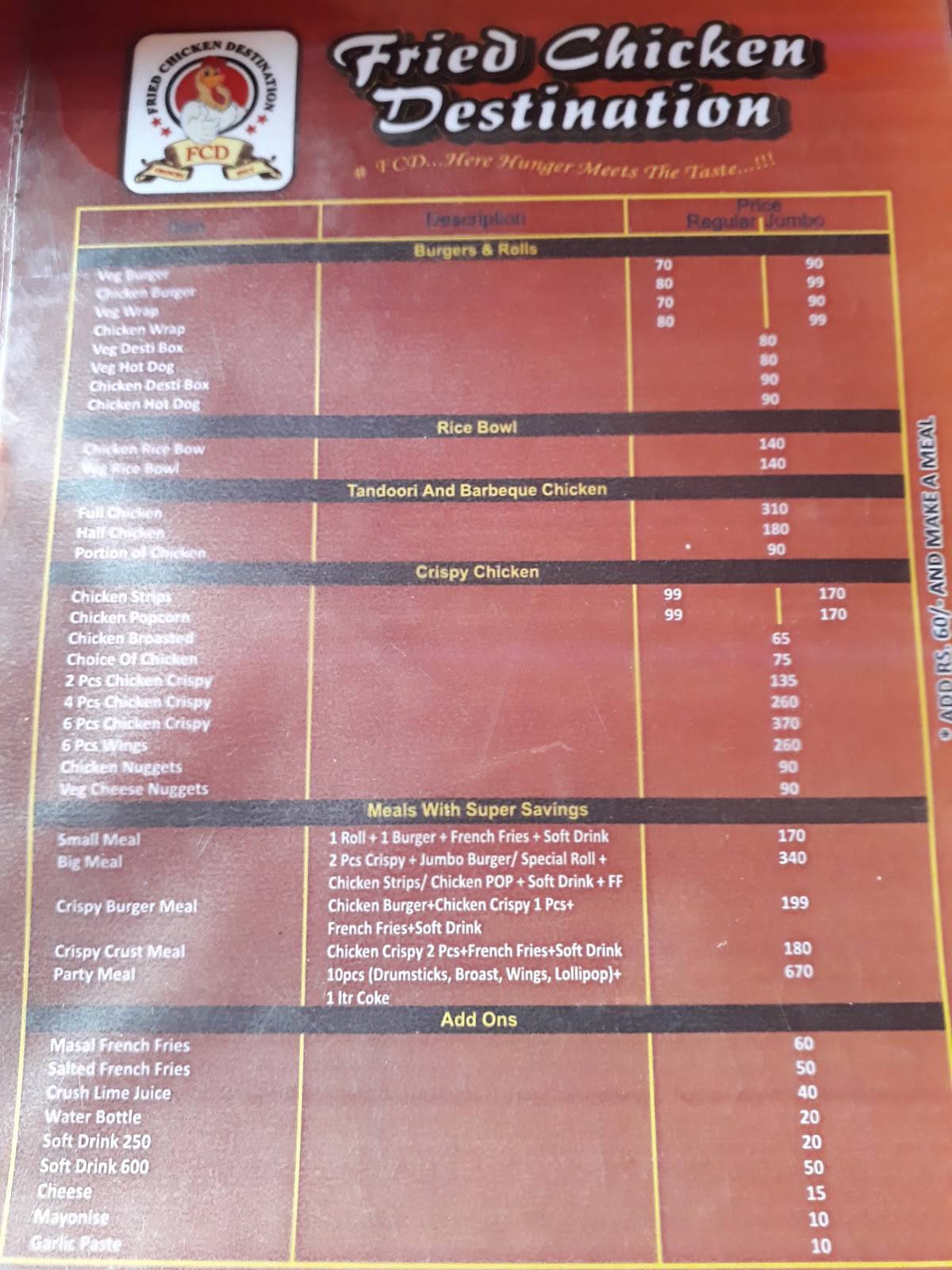 Menu at Fried Chicken Destination, Pune, B-5