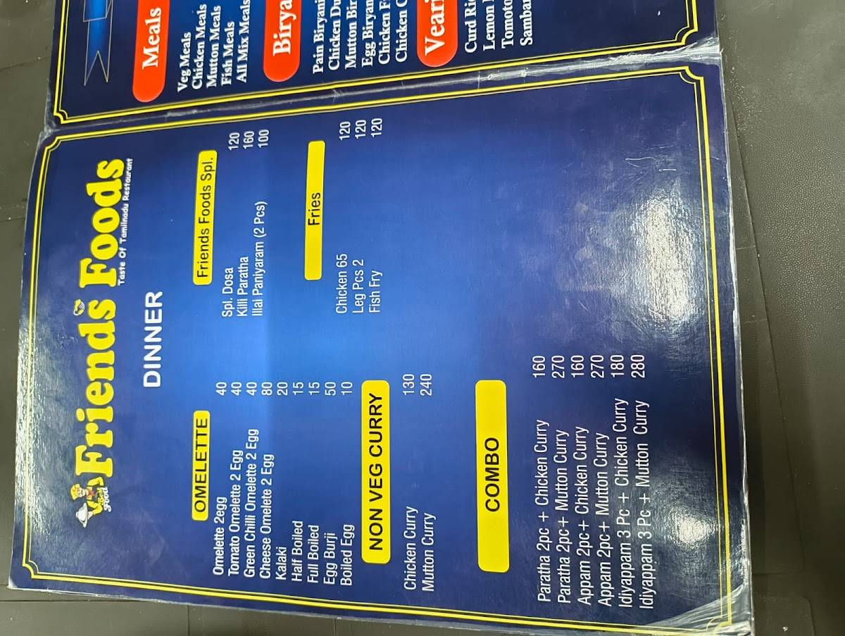 Menu at Friends Foods - Taste of TamilNadu, Hyderabad