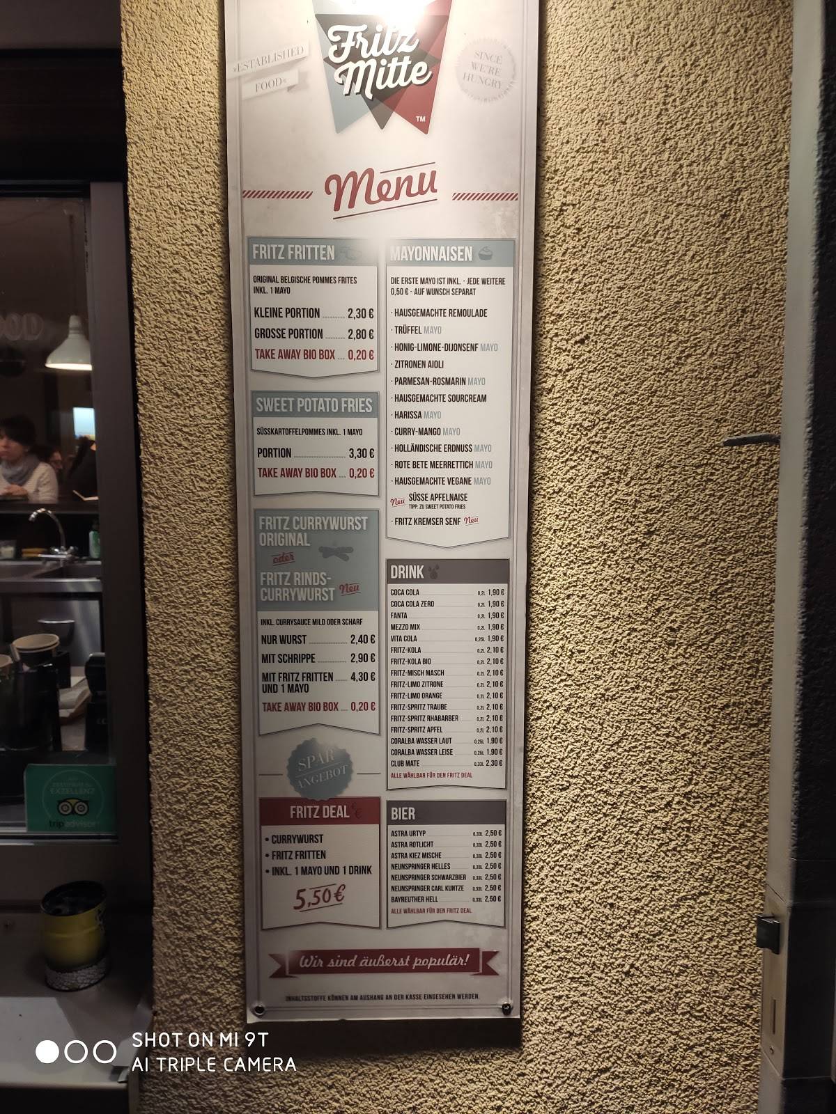 Speisekarte von Fritz Mitte - Street Food pub & Bar, Jena, Neugasse 5