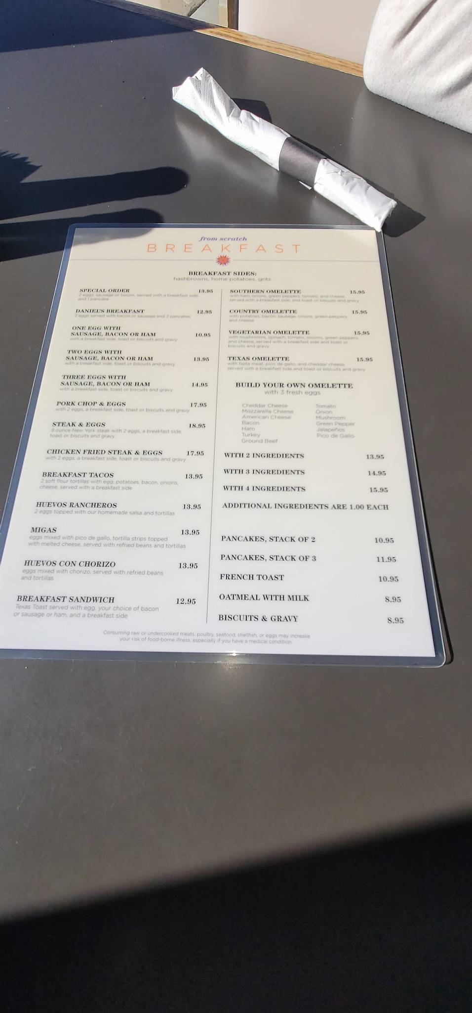 Menu at From Scratch Daniel's Kitchen restaurant, Ennis