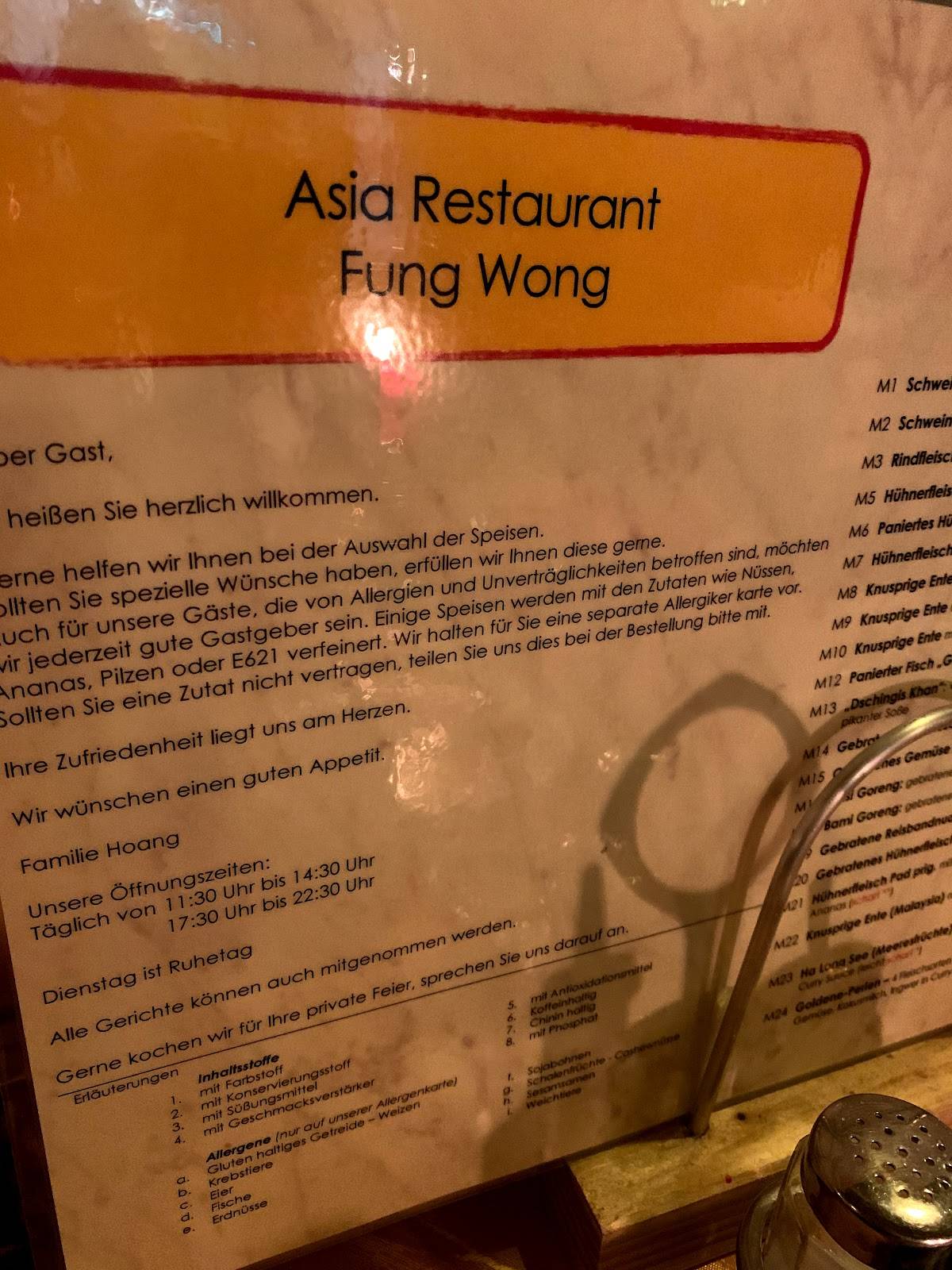 Speisekarte von Fung Wong: Asiatisches Restaurant & Take Away Singen 1 ...
