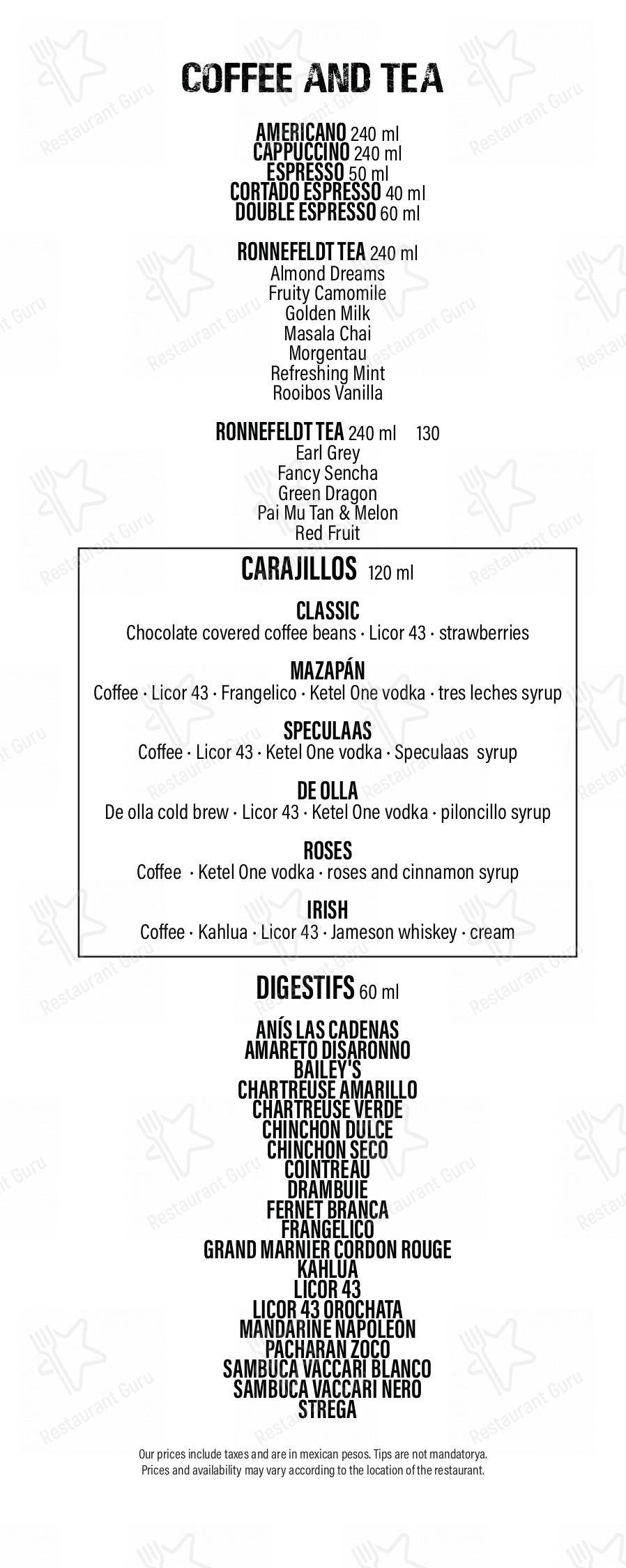 Carta de Funky Geisha Asian Restaurant in Cancun, Cancún