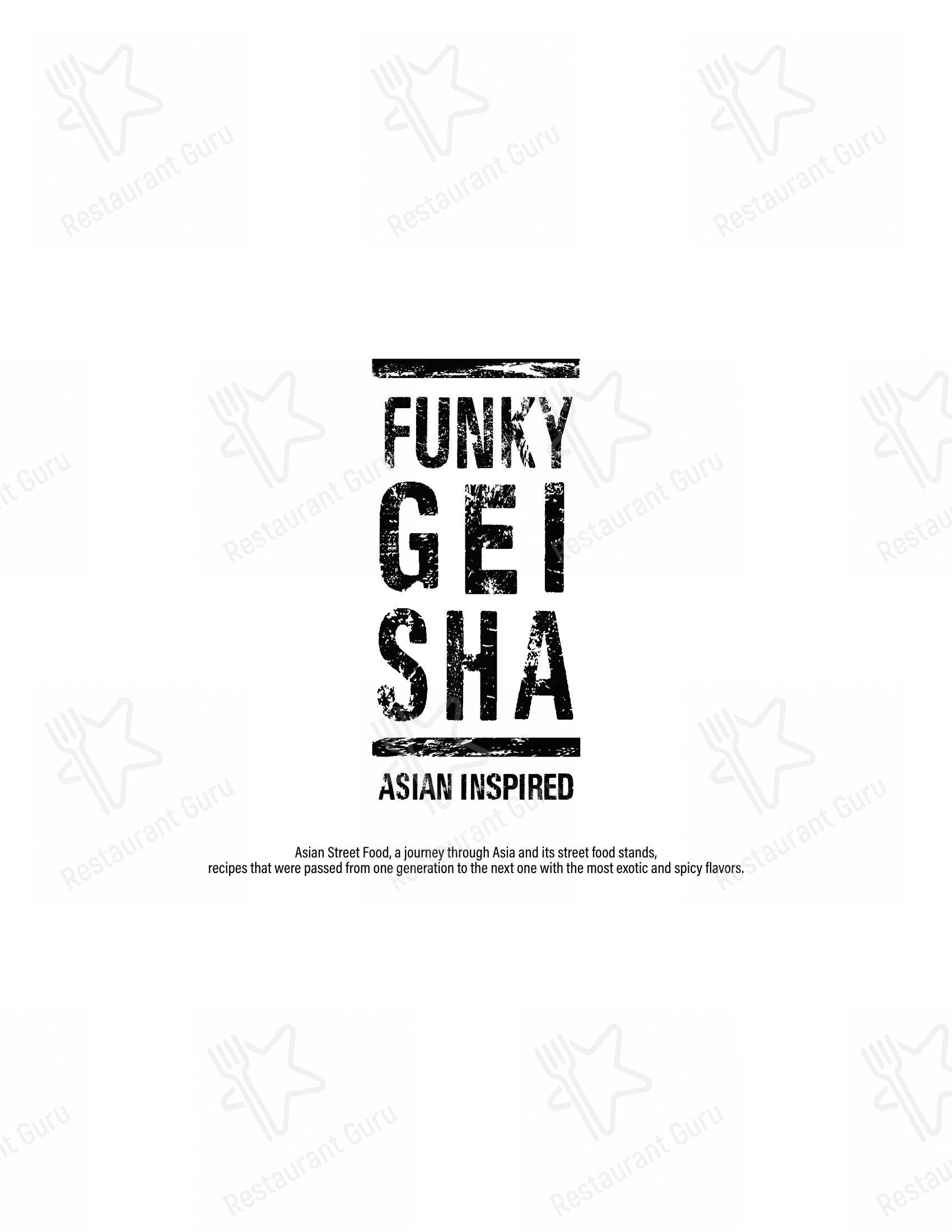 Carta de Funky Geisha Asian Restaurant in Cancun, Cancún