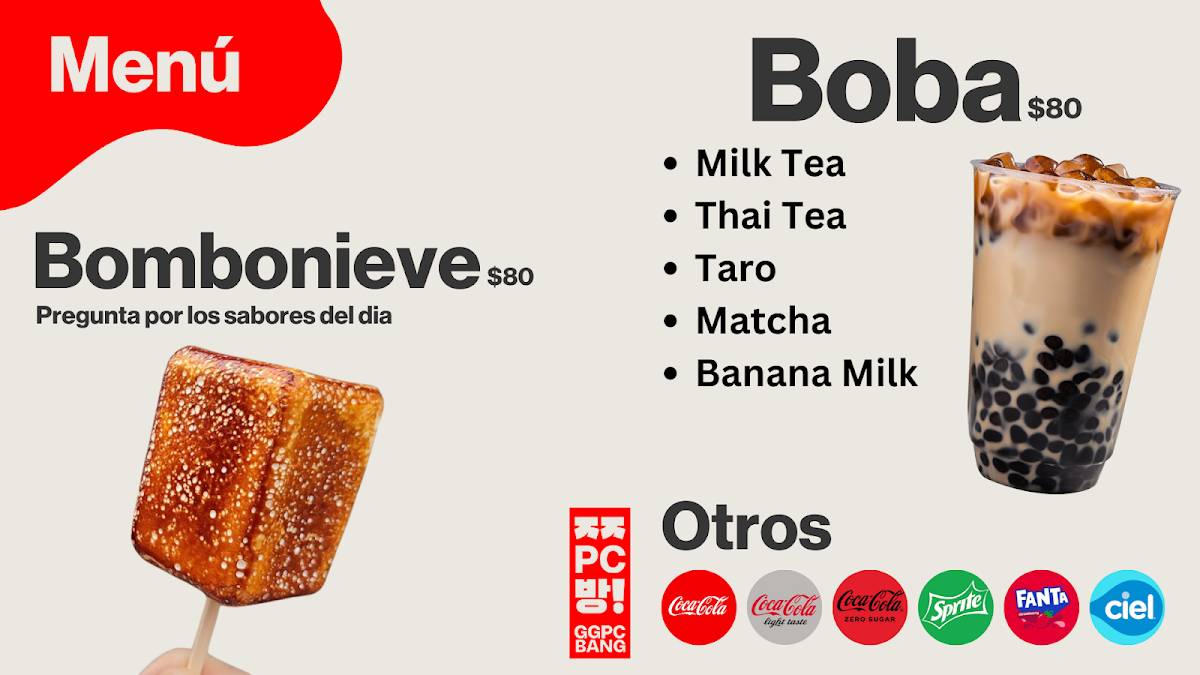 Menu at GG PC Bang restaurant, Mexicali
