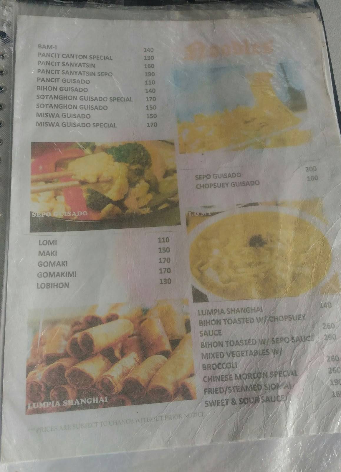 Menu at GOLDEN TABLE RESTAURANT & CATERING SERVICES, Bacolod, Aguinaldo St