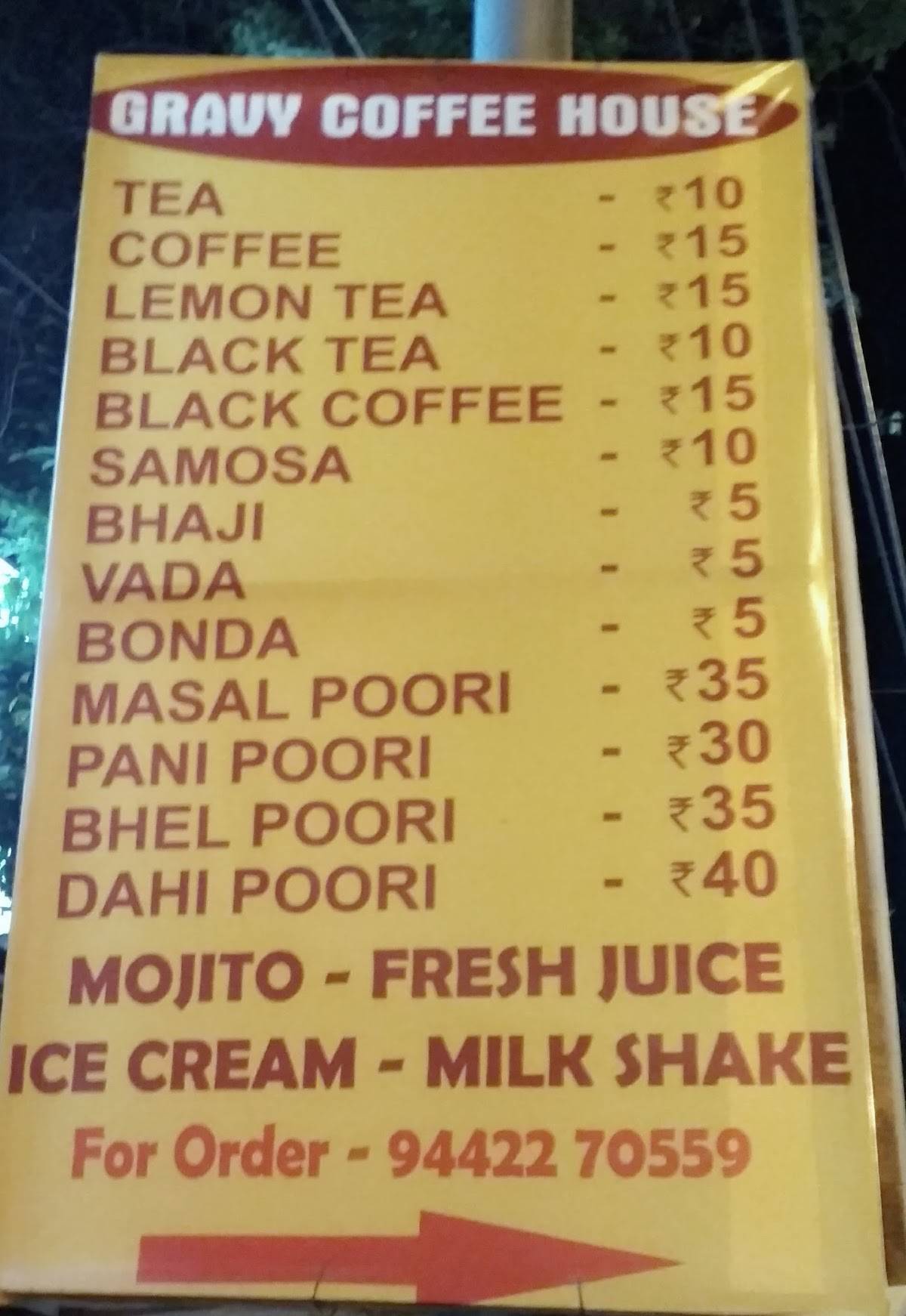 Menu at GRAVY CARAMEL, Coimbatore, 125, Annai Mahal