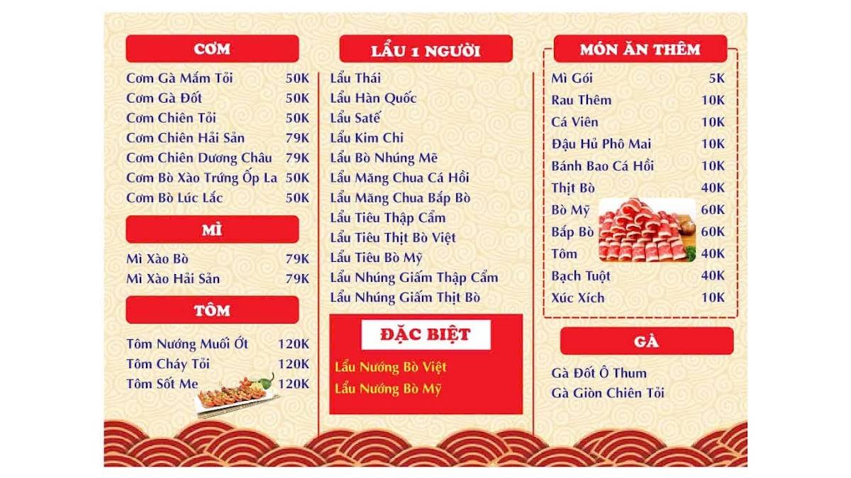 Menu at Gà ĐốT Ô THUM LÓC Cóc restaurant, Châu Đốc, Phan Đình Phùng