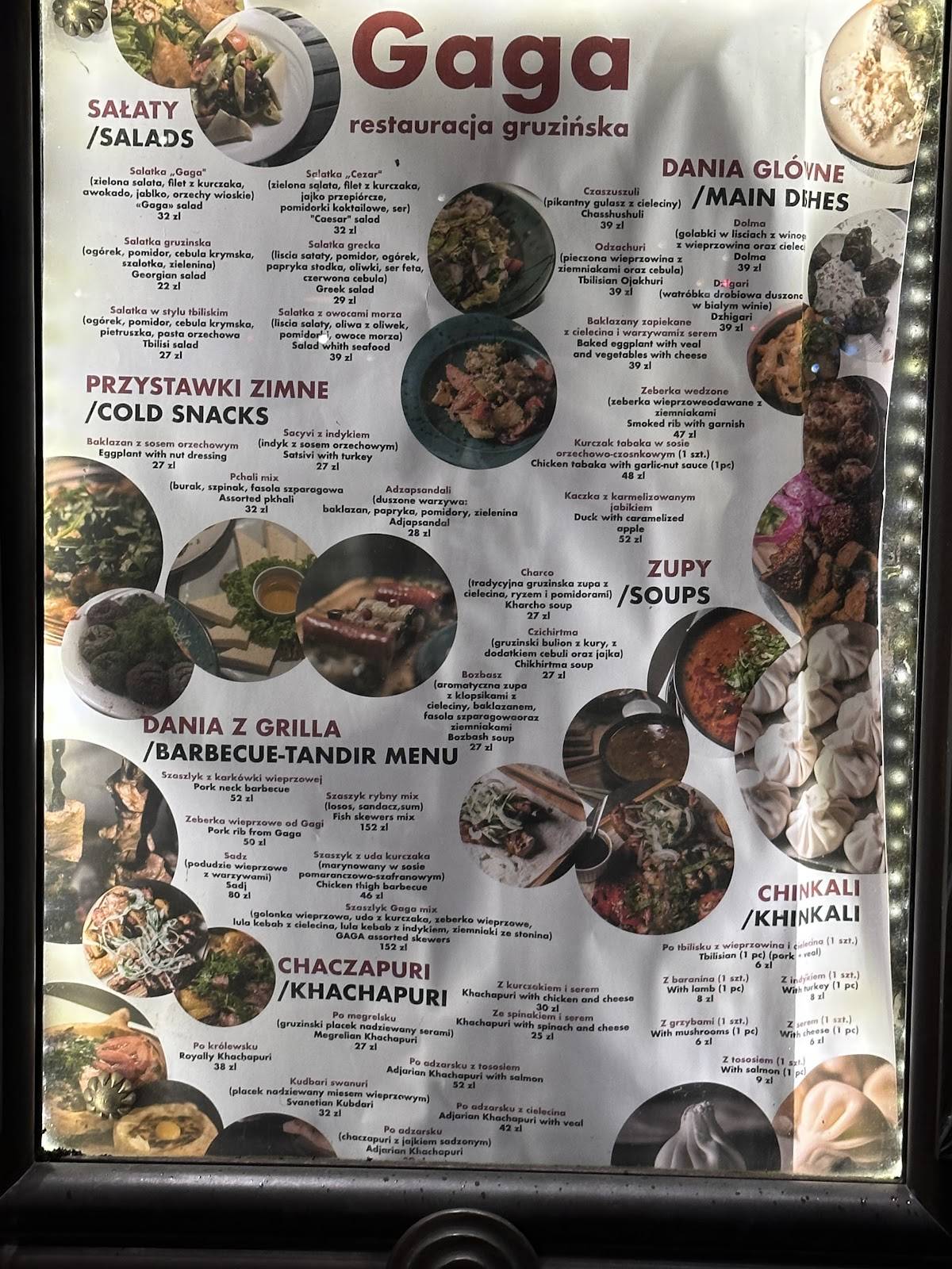 Menu at Gaga Restauracja Gruzińska restaurant, Warsaw, aleje ...