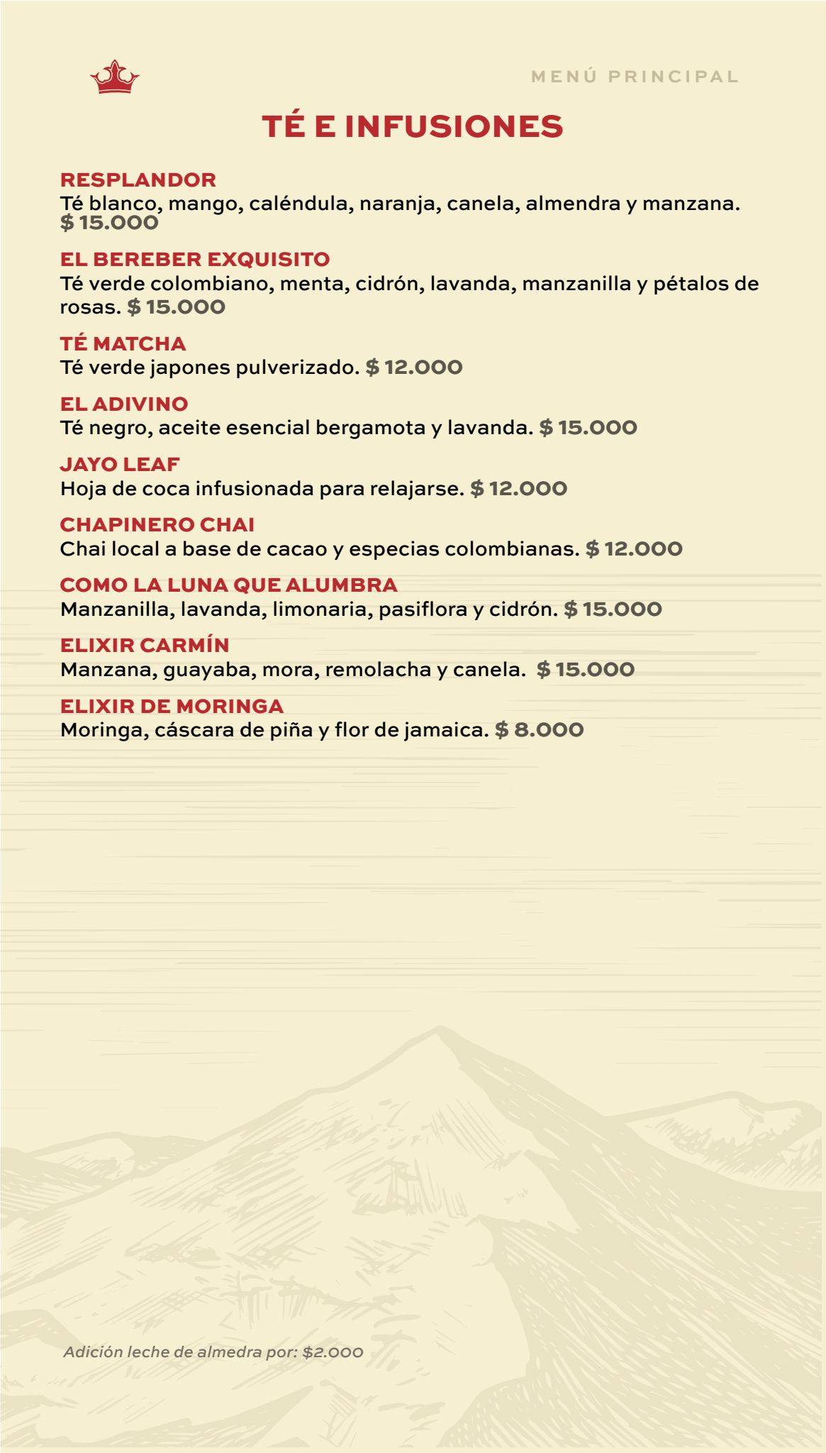 Menu at Gaira Café Cumbia House, Bogotá