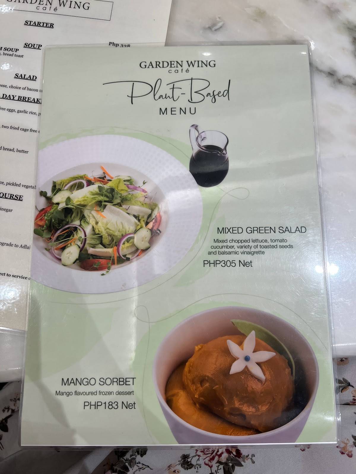 Menu at Garden Wing Cafe, Pasay