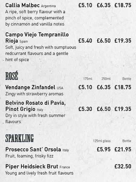 Menu at Garfunkel's restaurant, London, 267 Tottenham Ct Rd