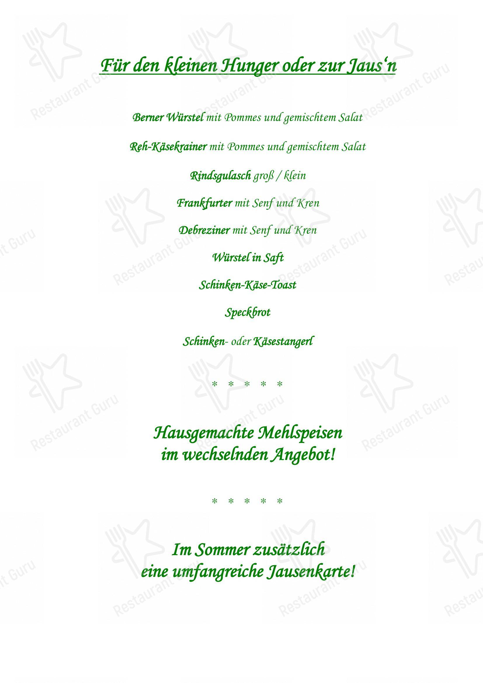 Menu at Gasthaus Pupeter, Offenhausen
