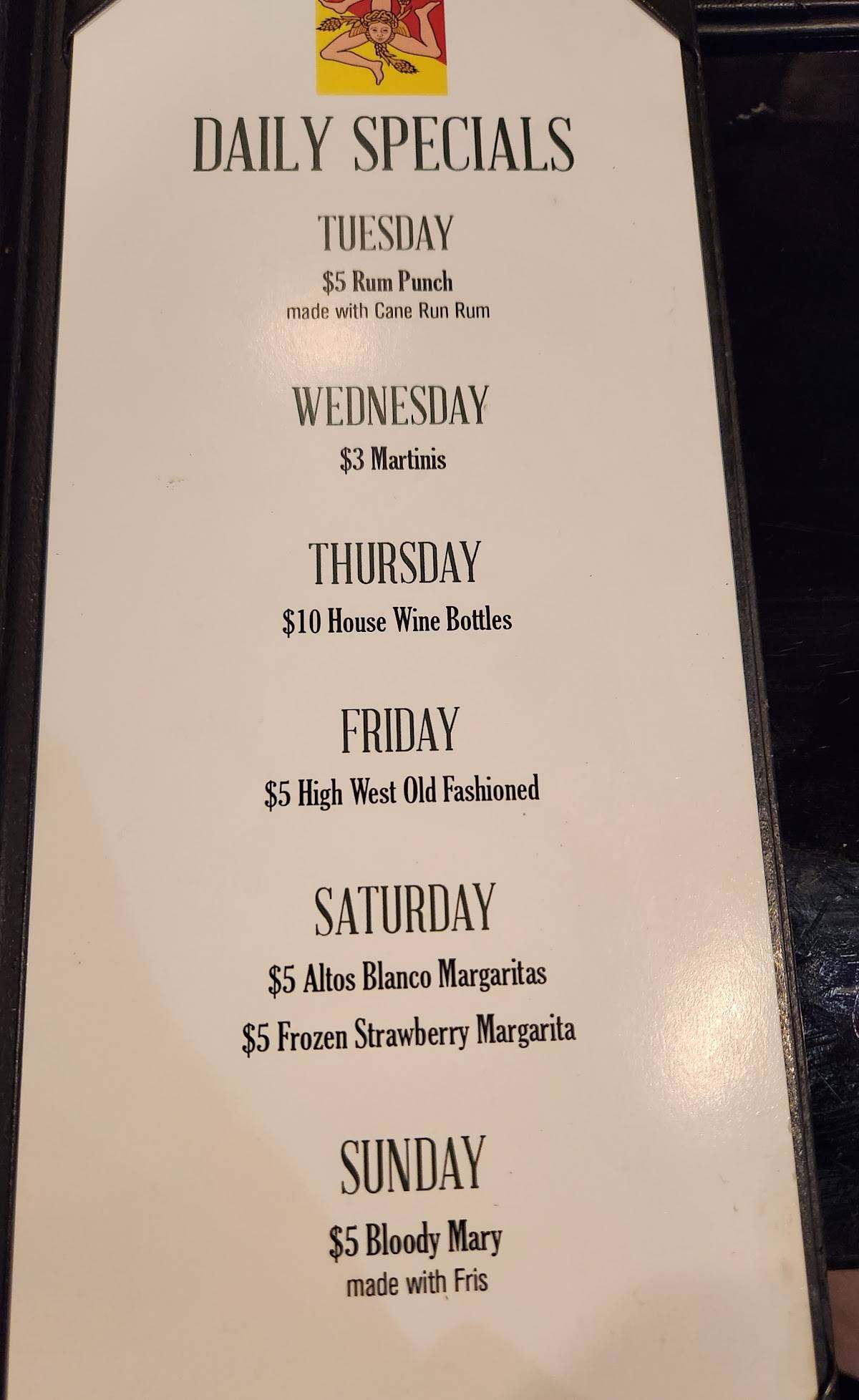 Menu at Gendusa's Italian Eatery pizzeria, Kenner
