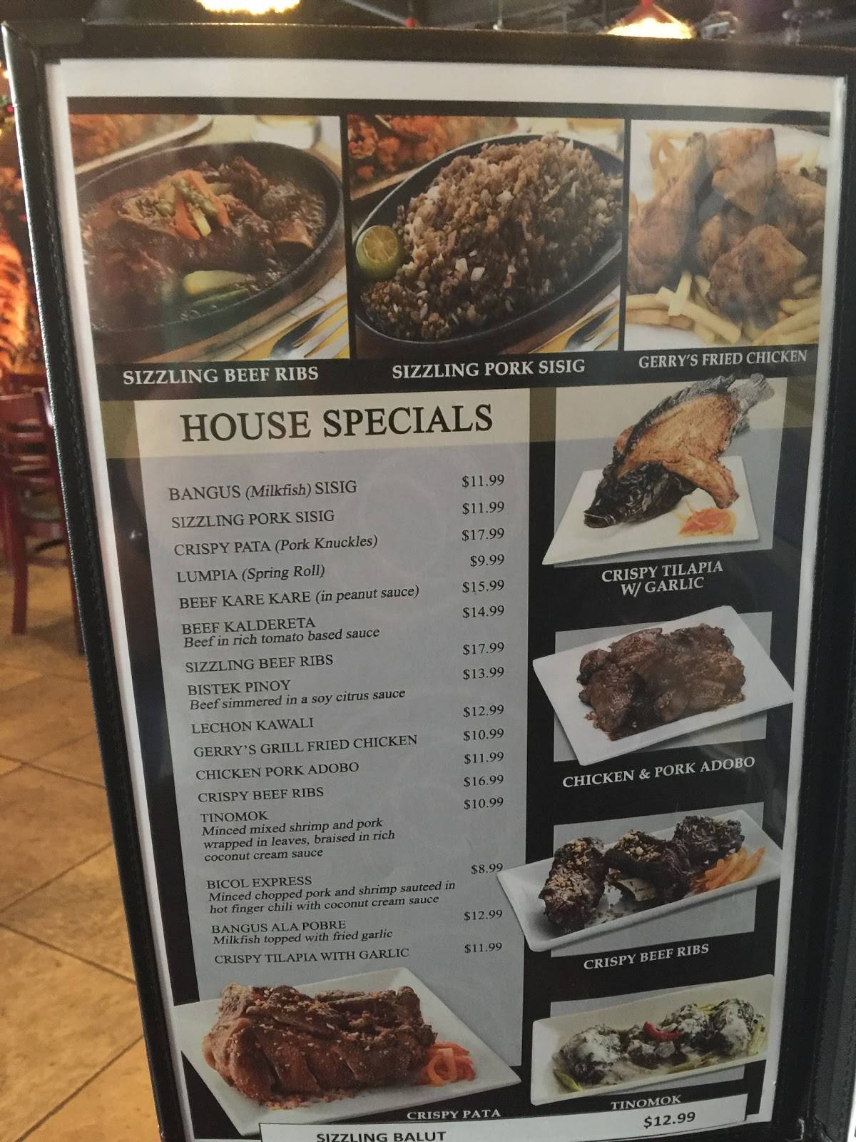 Menu at Gerry's Grill restaurant, Artesia, South St #107