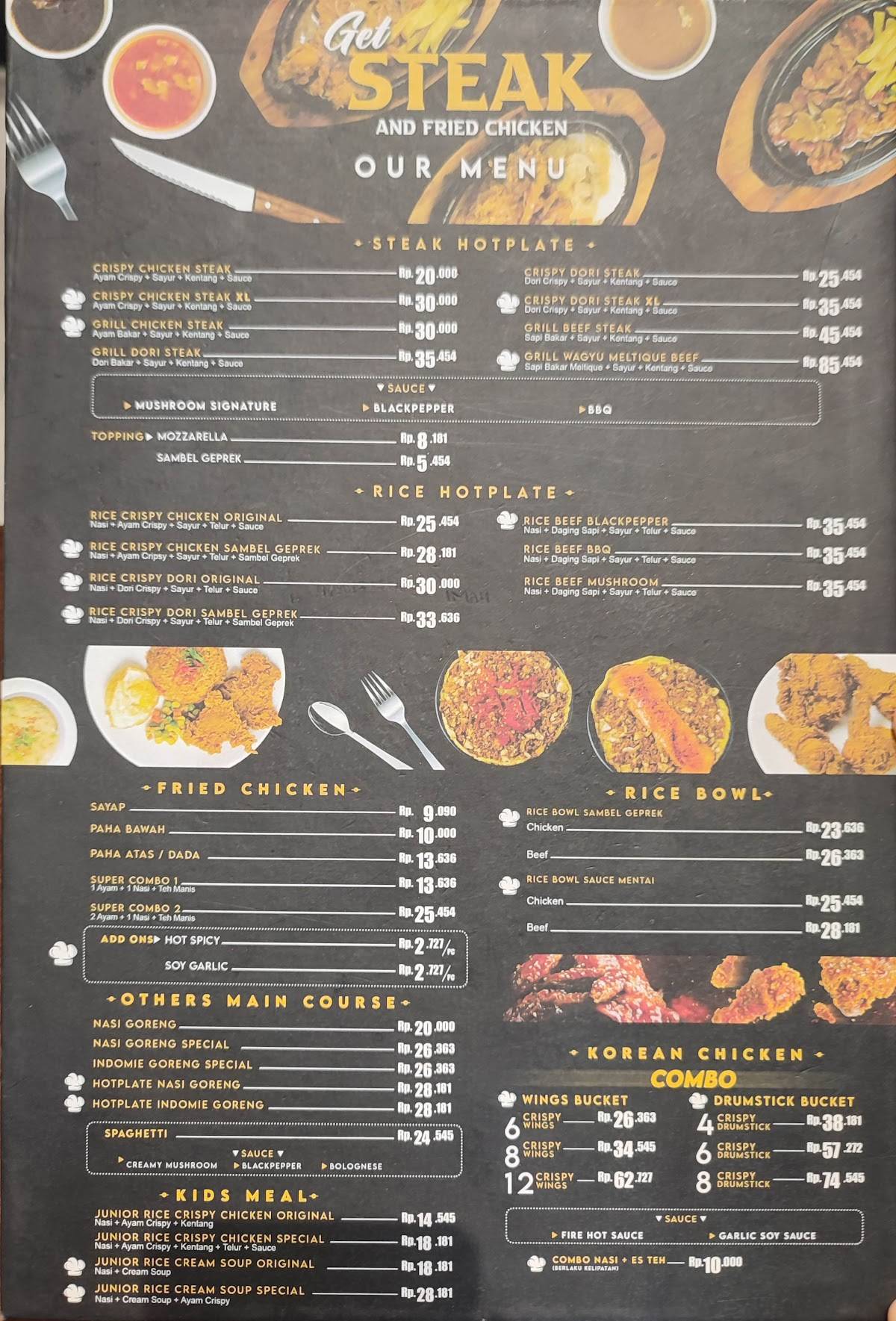 Carta del restaurante Get Steak And Fried Chicken Amir Hamzah, Medan