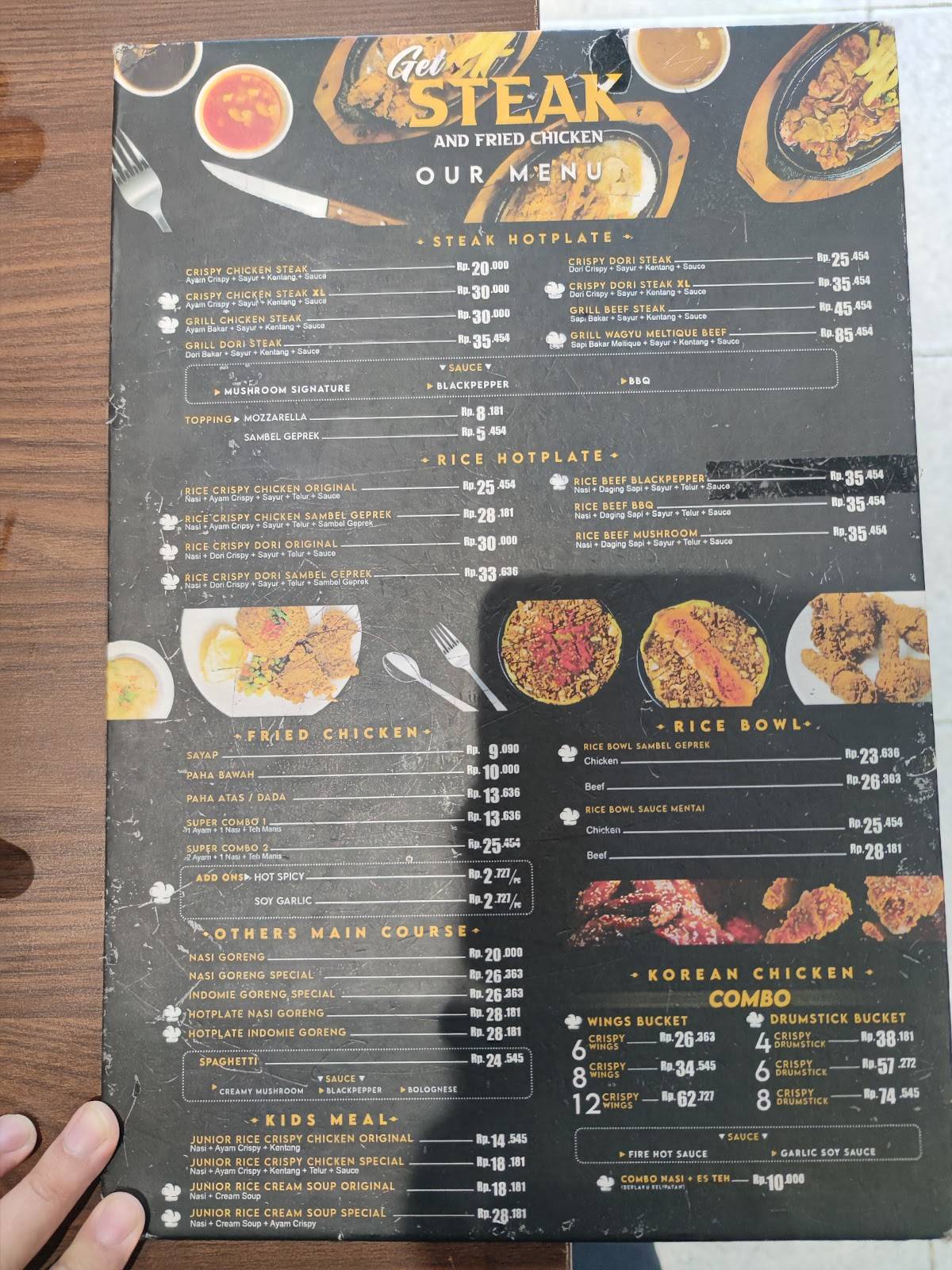 Carta del restaurante Get Steak And Fried Chicken Amir Hamzah, Medan