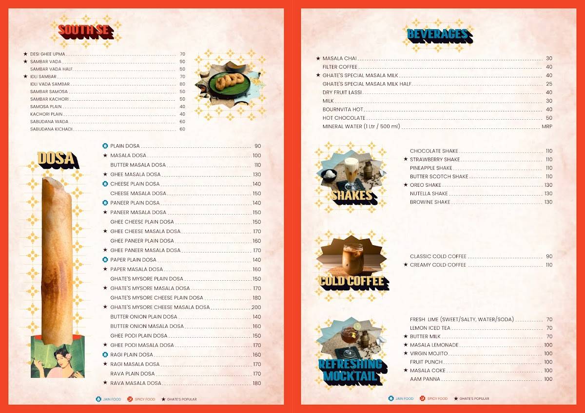 Menu at Ghate Dugdha Mandir - Mahal, Nagpur