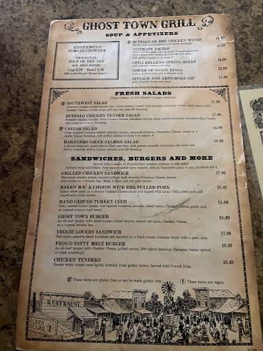 Menu at Ghost Town Grill restaurant, Buena Park