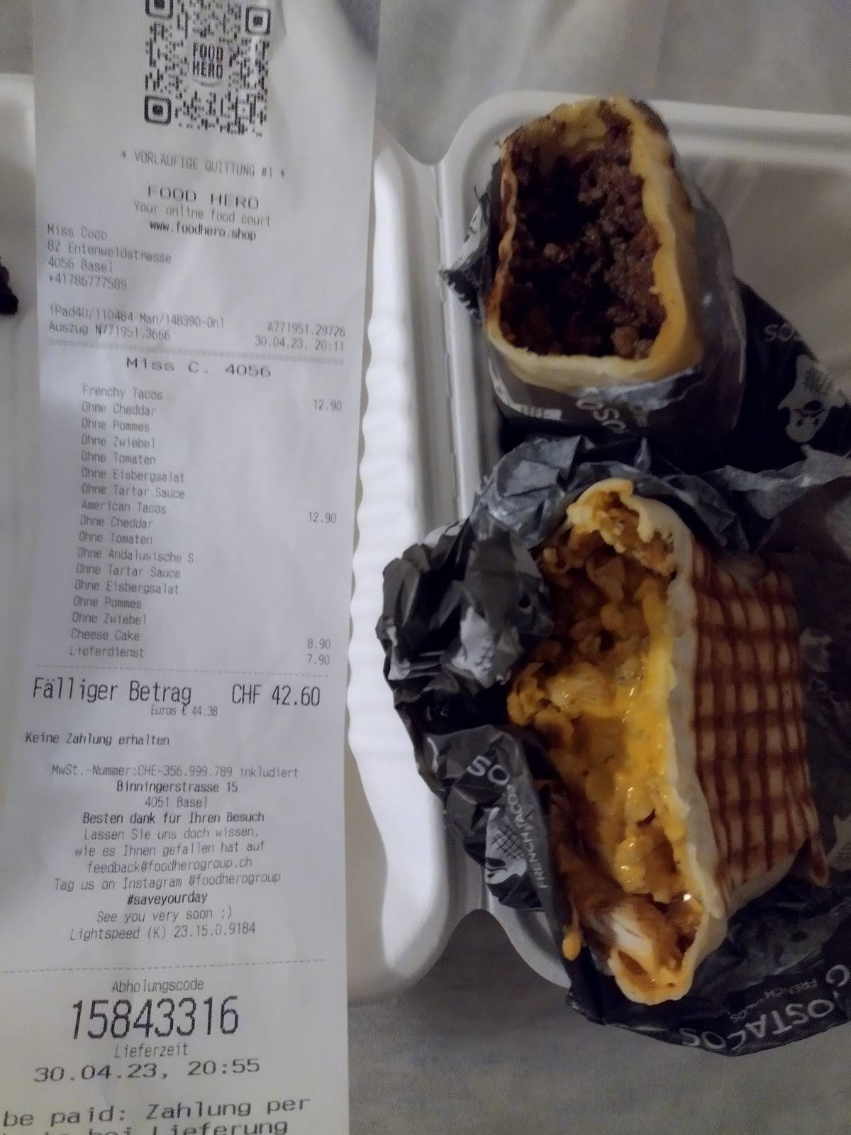 Menu at Ghostacos French Tacos, Basel